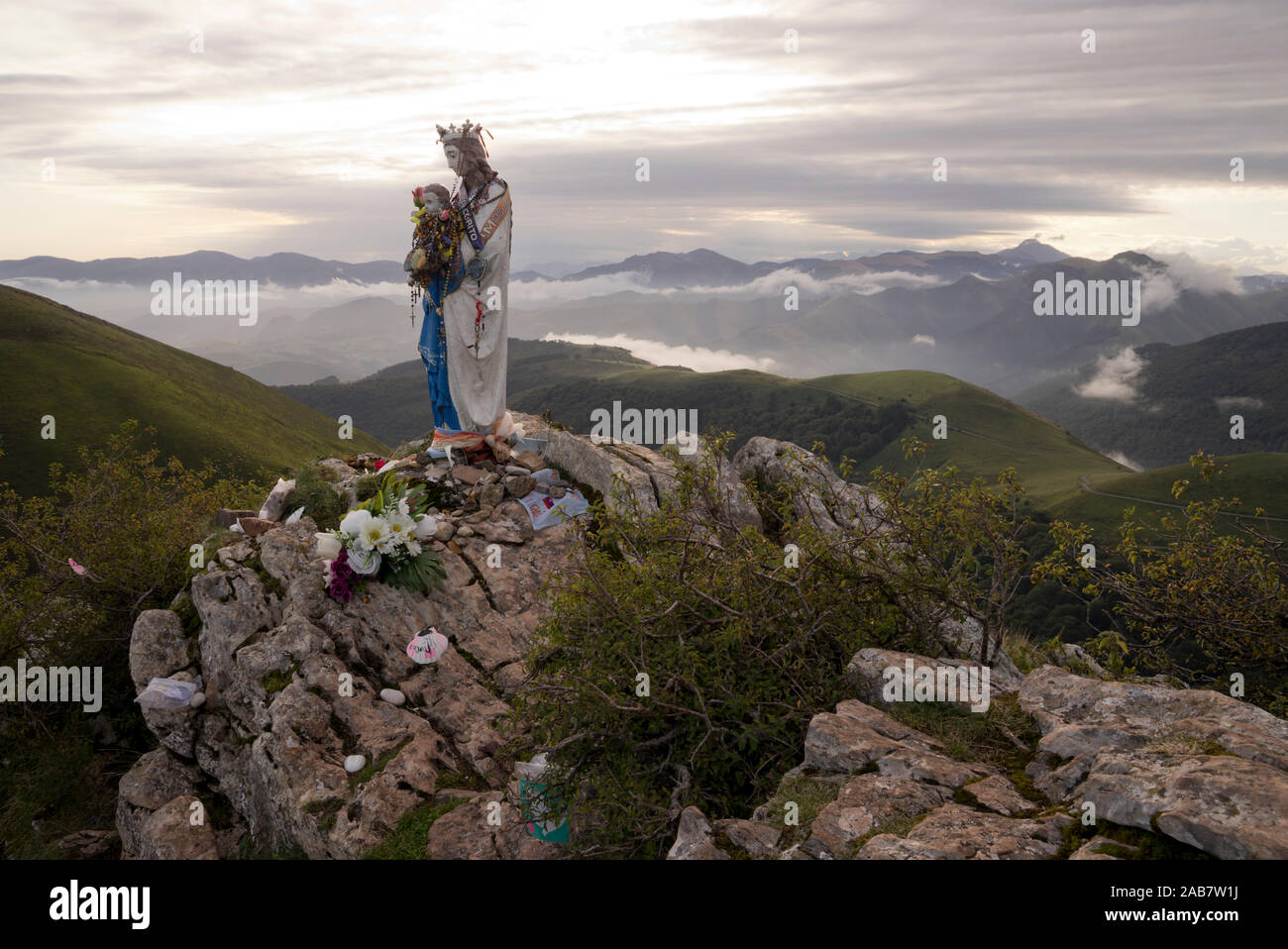 Statue of the Virgin on Christian pilgrimage route of Camino de ...