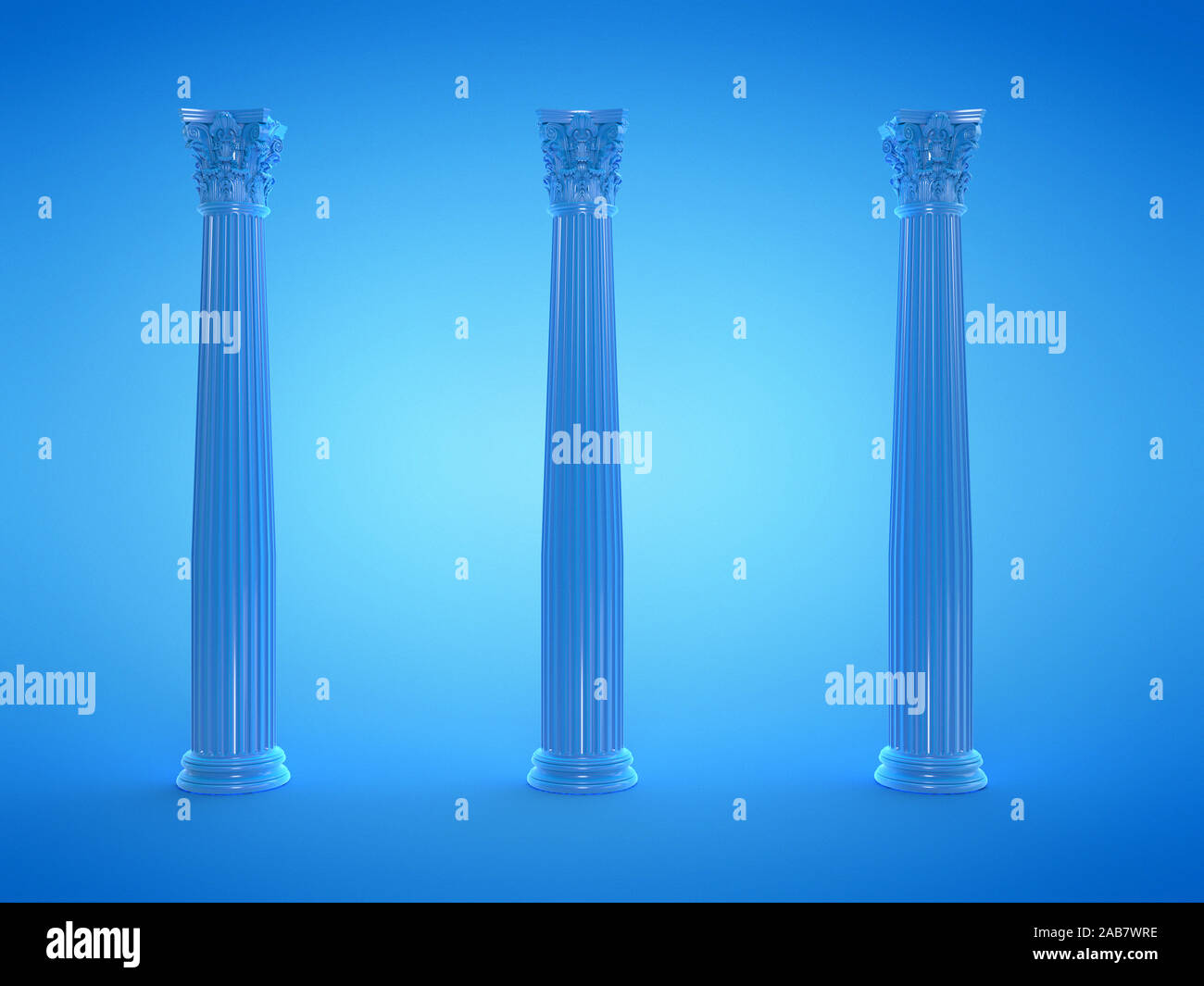 3d rendered illustration of blue columns Stock Photo - Alamy