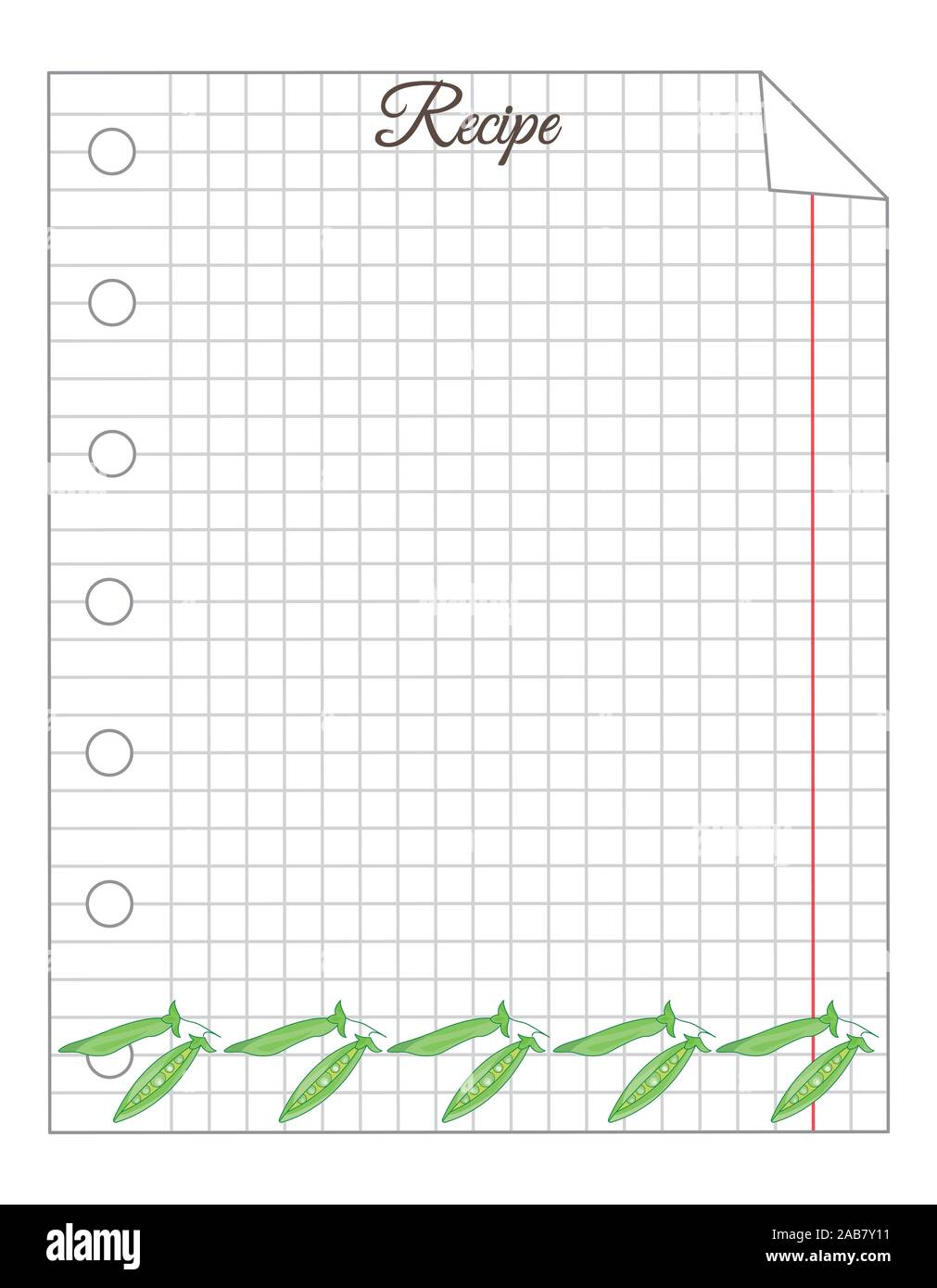 Leaf in a cage. A sheet of notepad. Note paper. Paper for recipes ...