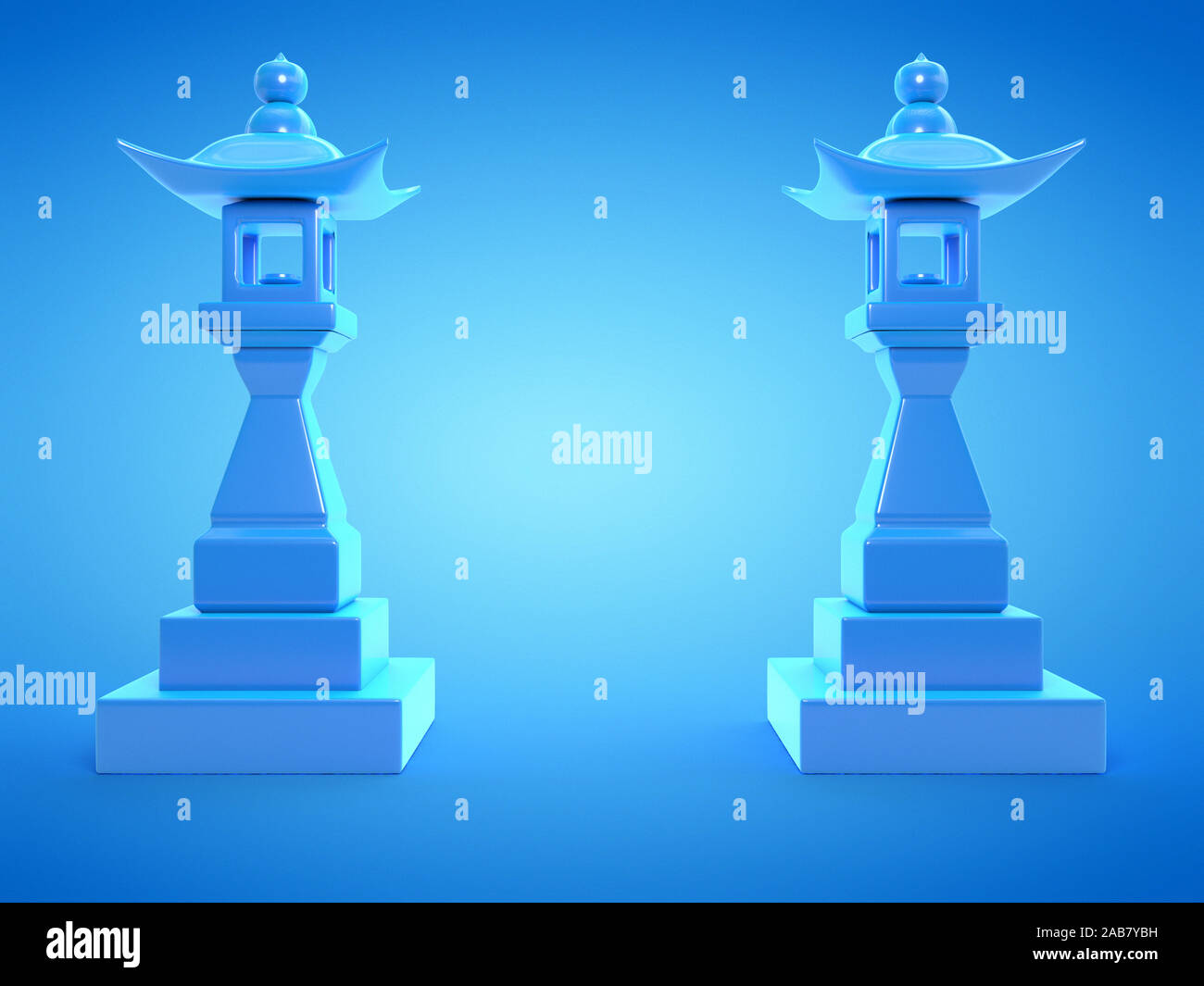 3d rendered illustration of a blue asian lamp statue Stock Photo - Alamy