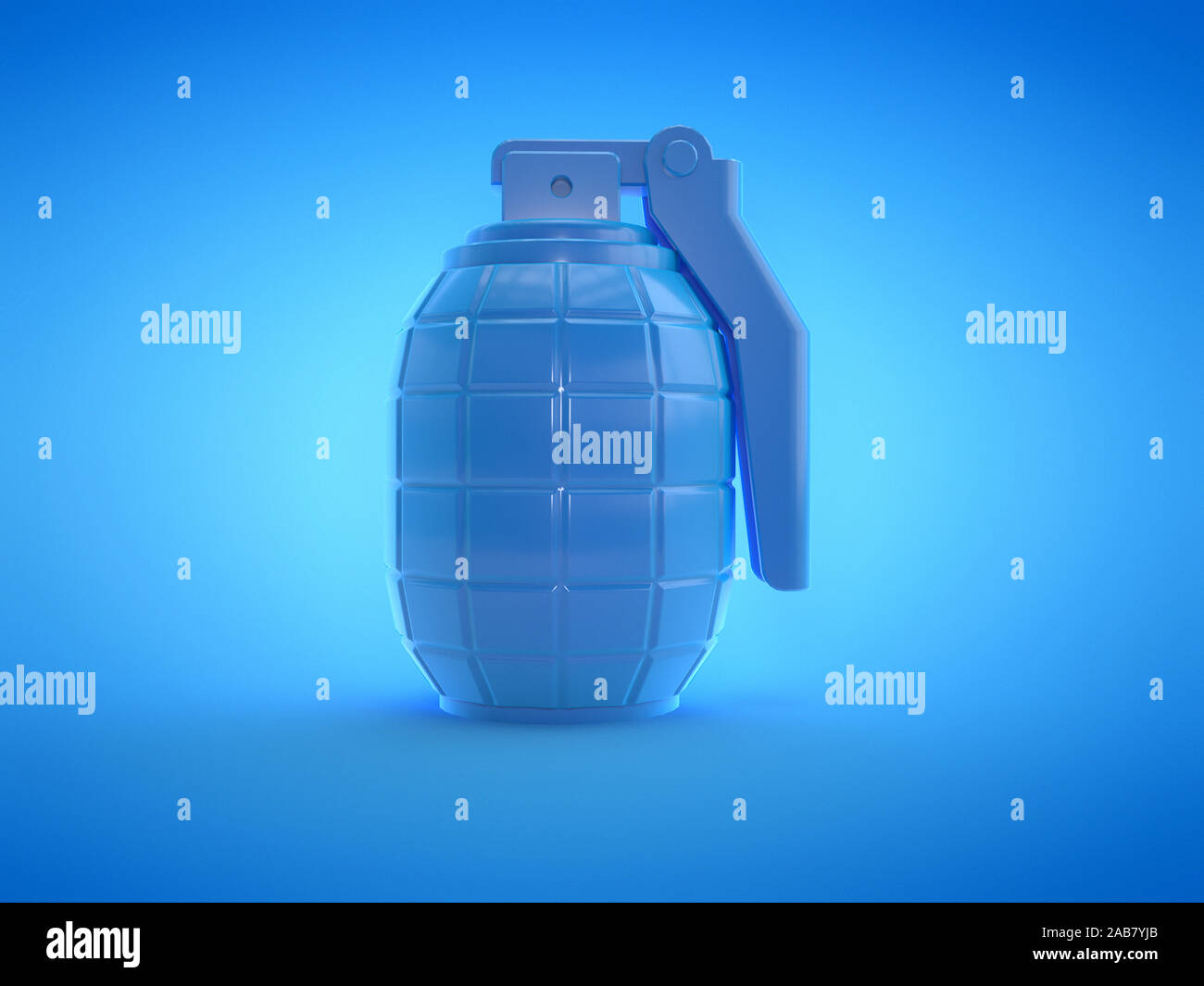 3d rendered illustration of a blue hand grenade Stock Photo - Alamy