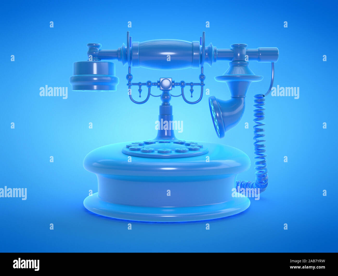 3d rendered illustration of a blue classical telephone Stock Photo - Alamy