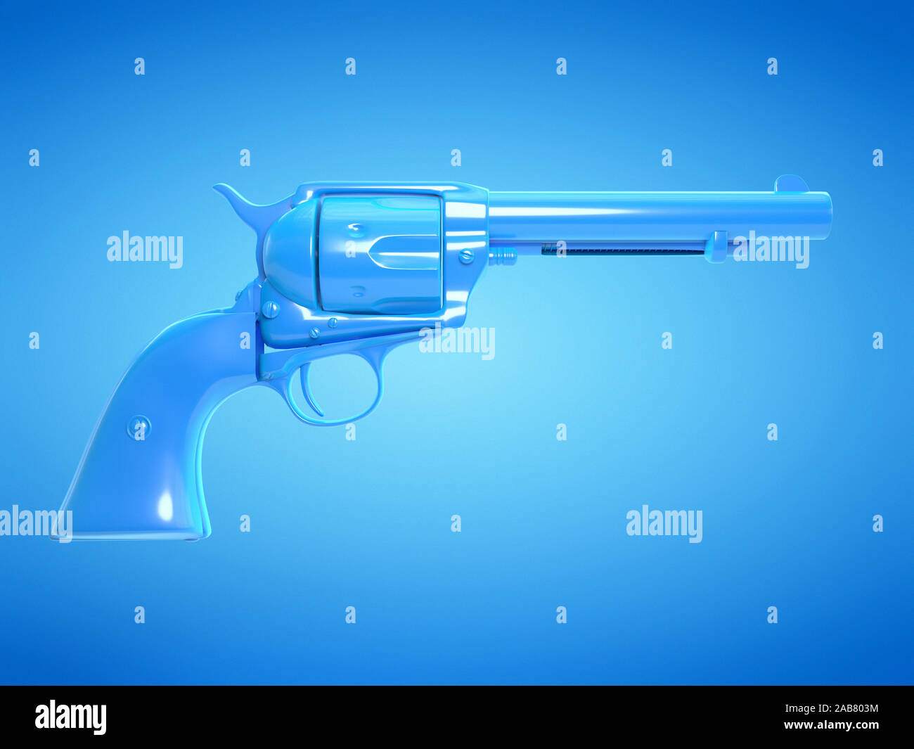 3d rendered illustration of a blue revolver Stock Photo - Alamy