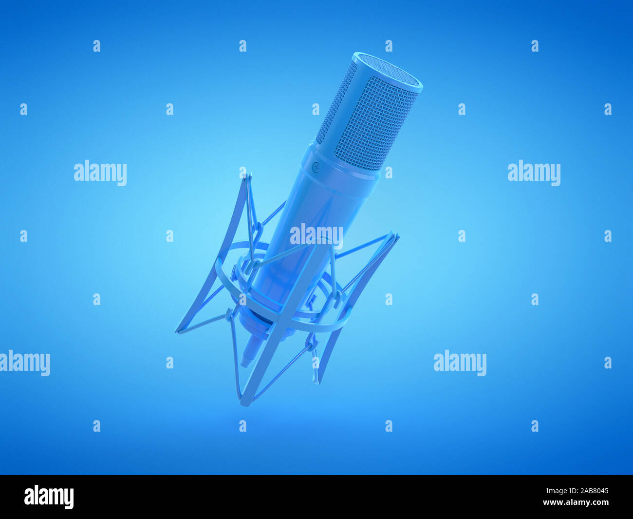 3d rendered illustration of a blue studio microphone Stock Photo - Alamy
