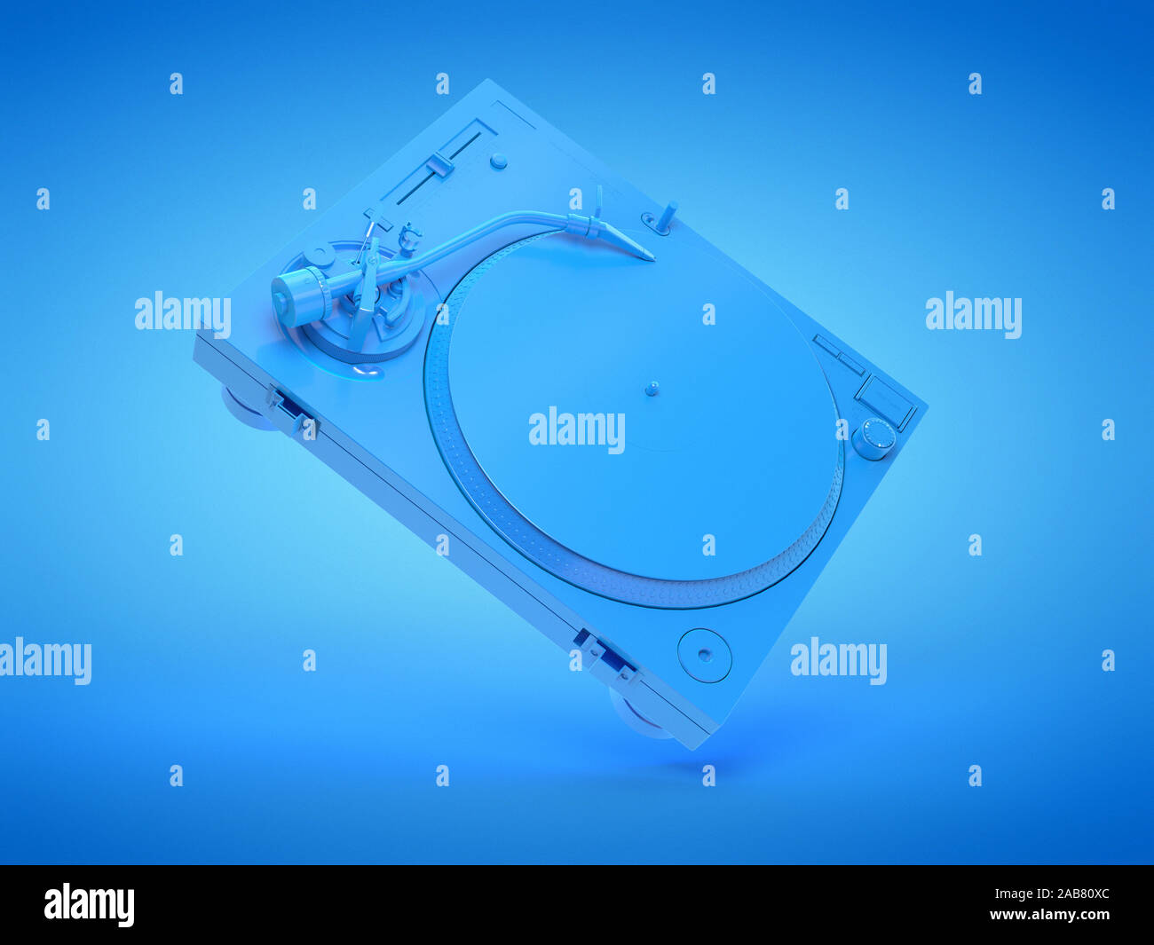 3d rendered illustration of a blue turntable Stock Photo - Alamy
