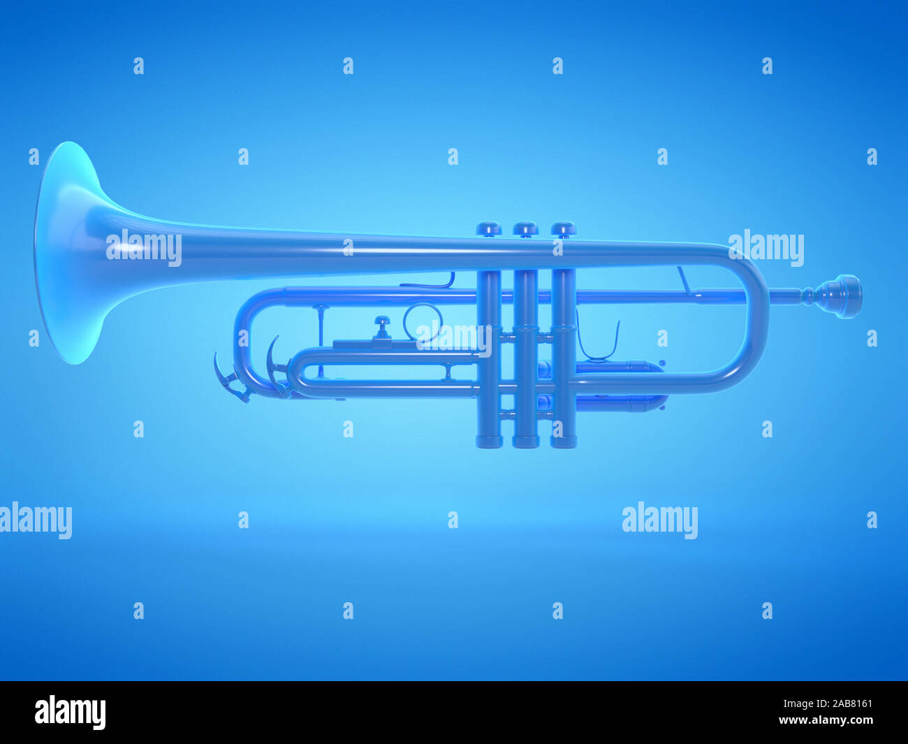3d rendered illustration of a blue trumpet Stock Photo - Alamy