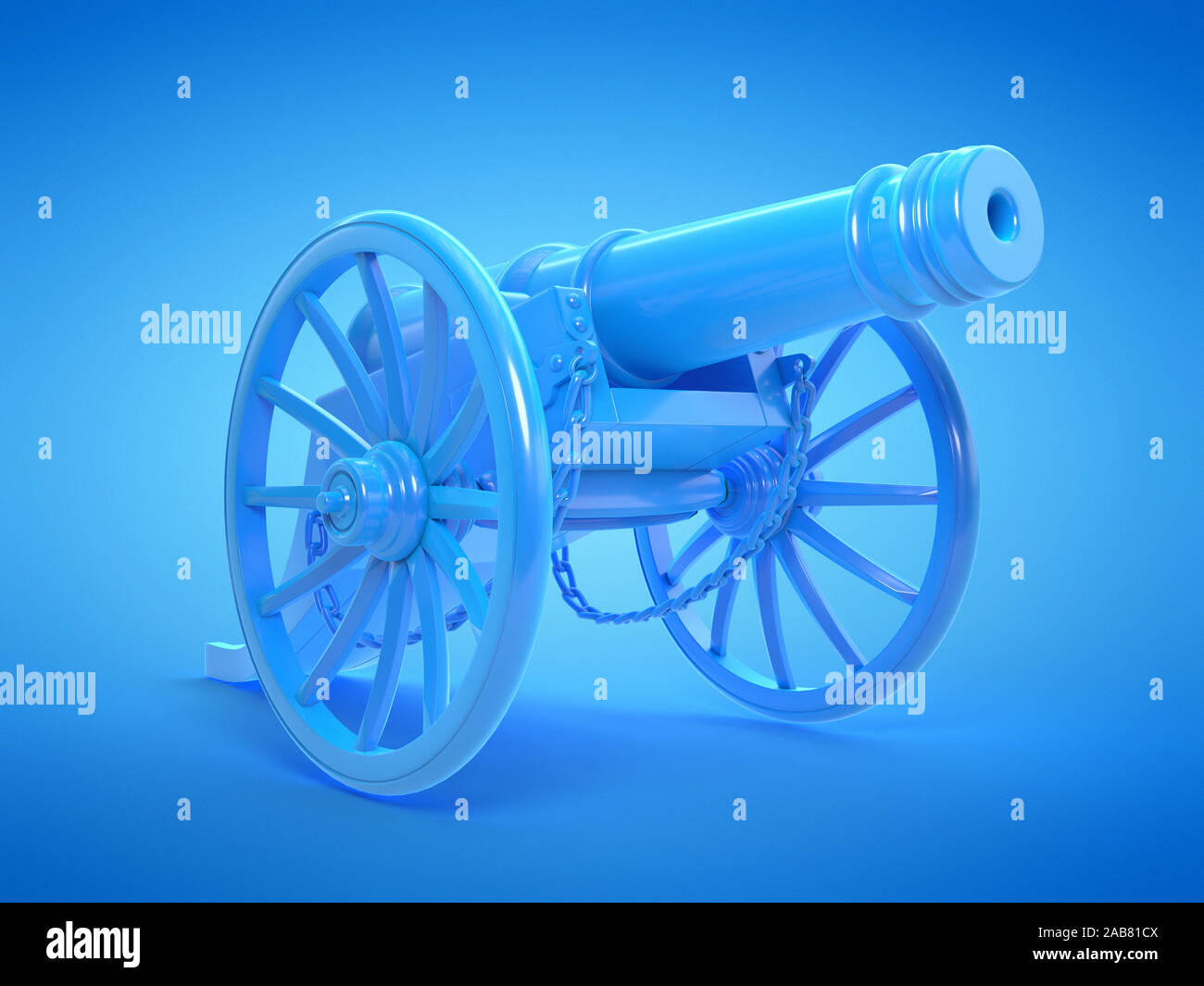 3d rendered illustration of a blue cannon Stock Photo - Alamy