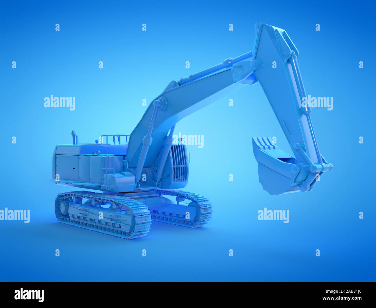3d rendered illustration of a blue excavator Stock Photo - Alamy