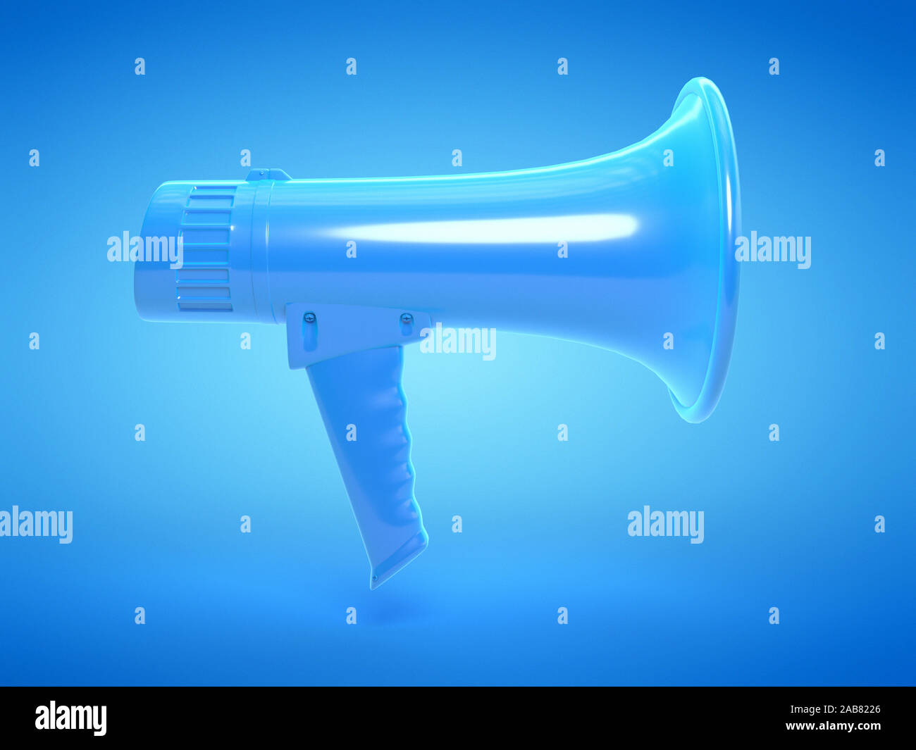 3d rendered illustration of a blue megaphone Stock Photo - Alamy