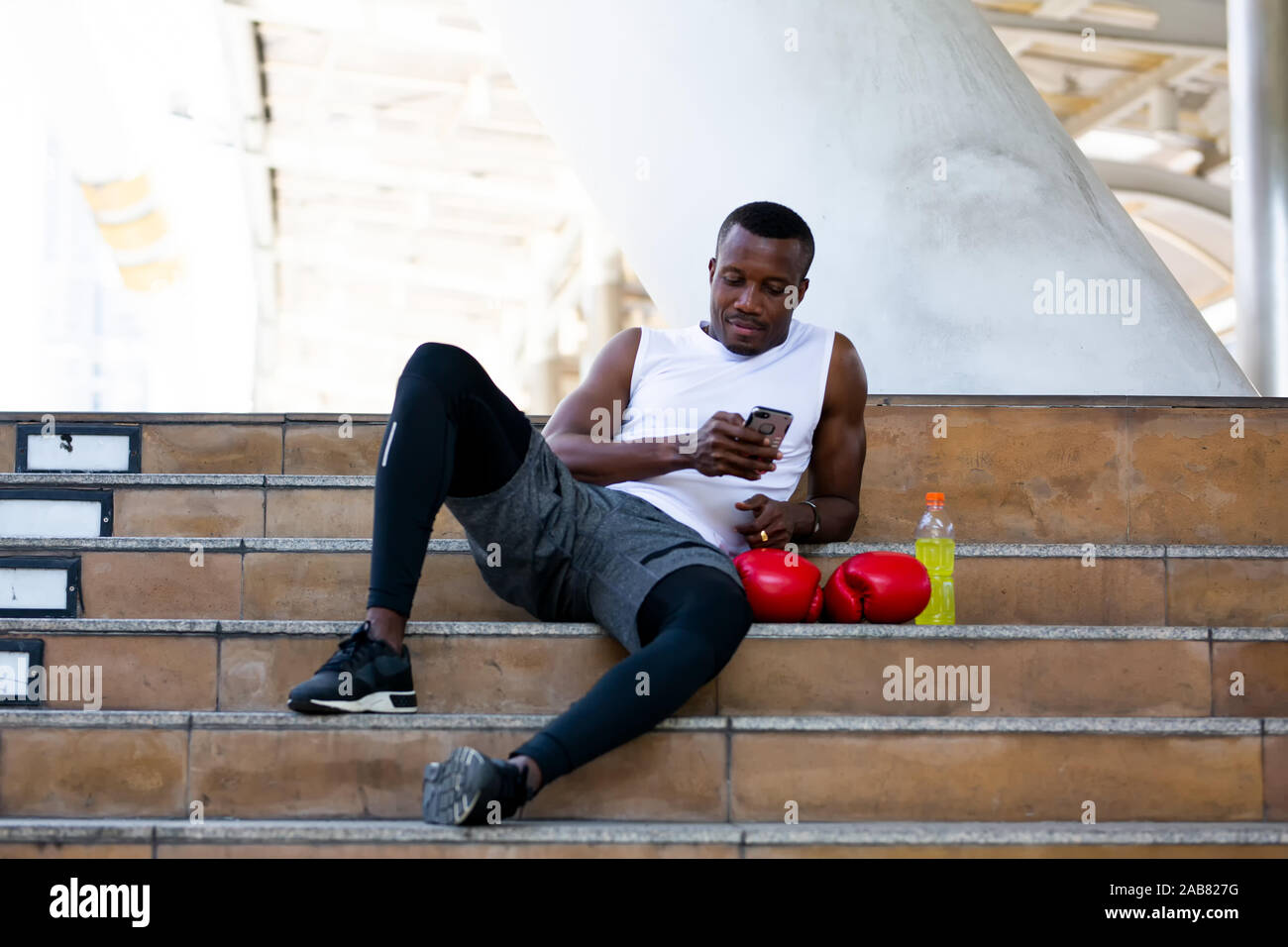 fitness, sport, exercising and lifestyle concept - Two man mix-race in ...