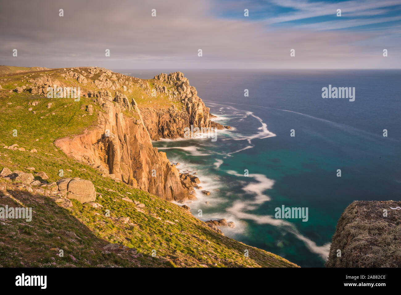 Sunset Zawn Trevilley and Carn Boel at Lands End on the tip of Cornwall ...