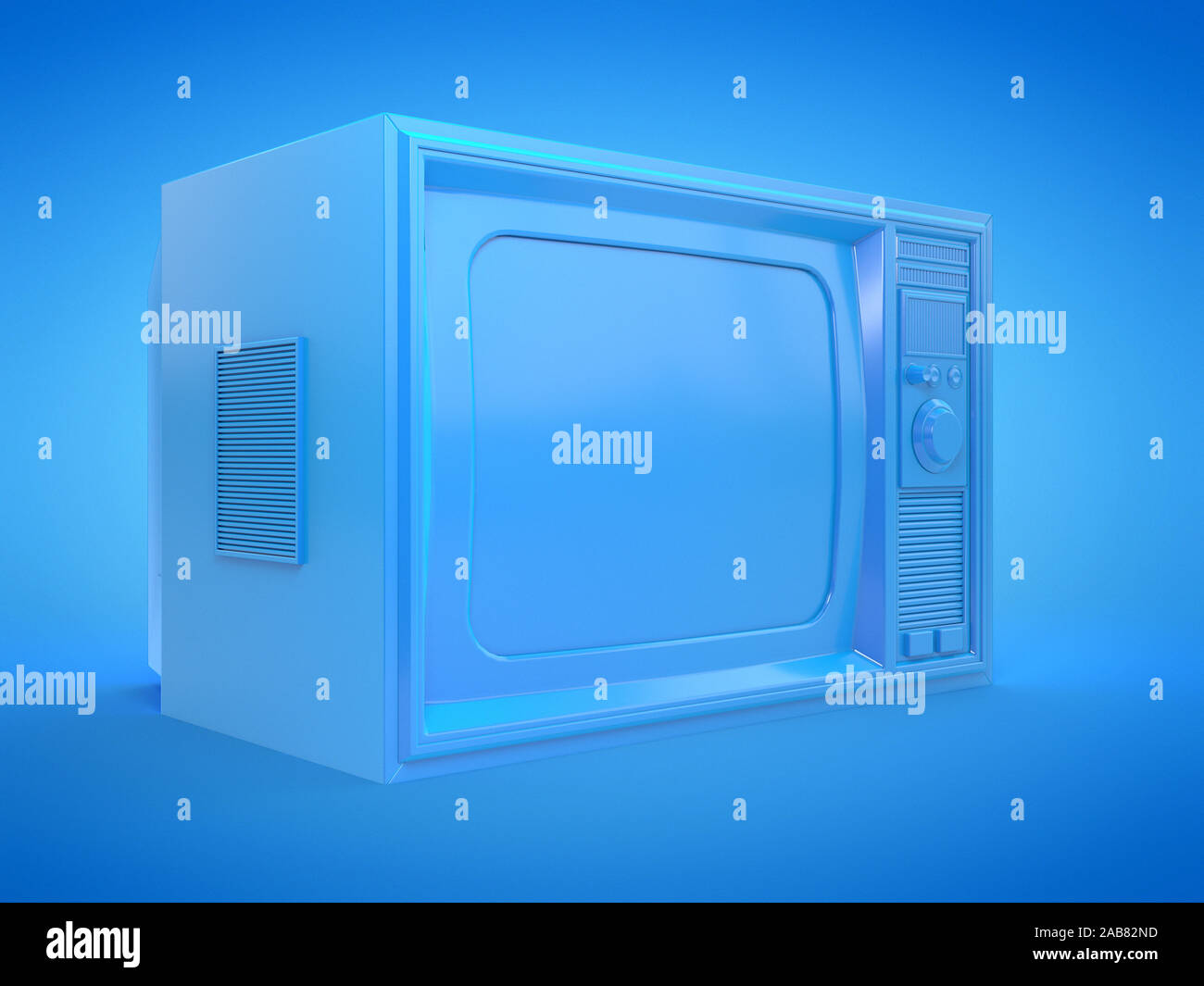 3d rendered illustration of an old blue TV Stock Photo - Alamy
