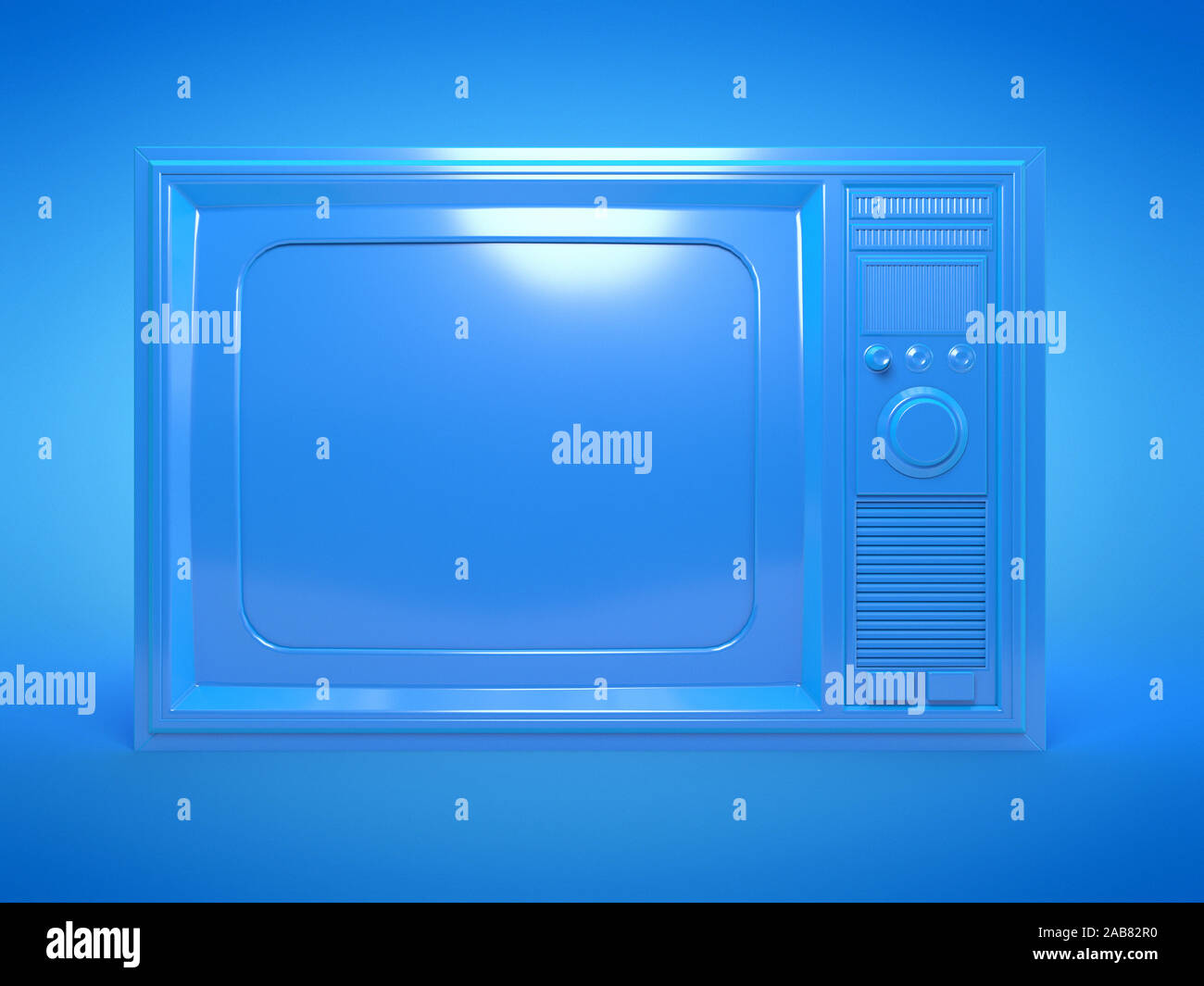3d rendered illustration of an old blue TV Stock Photo - Alamy