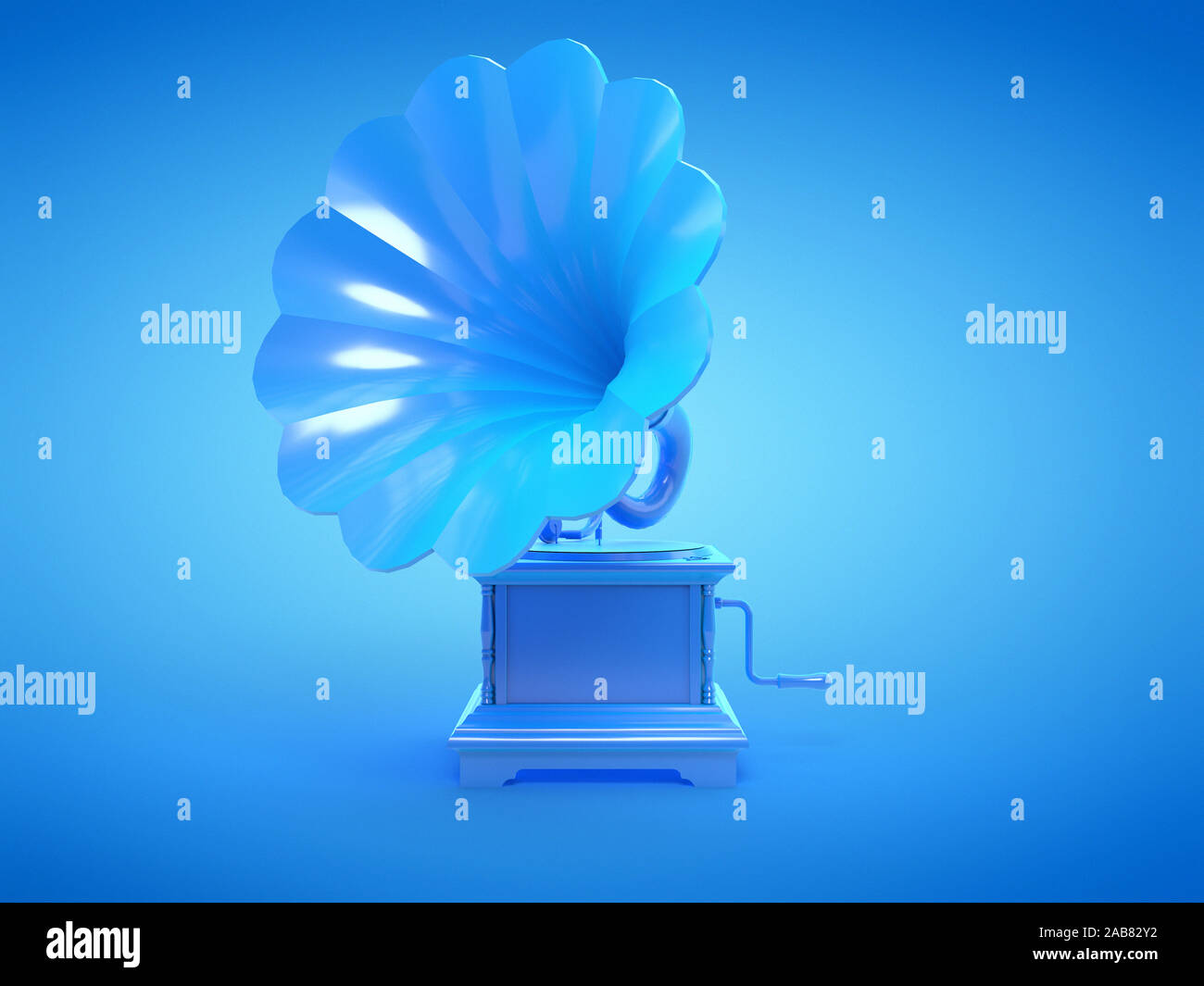 3d rendered illustration of a blue gramophone Stock Photo - Alamy