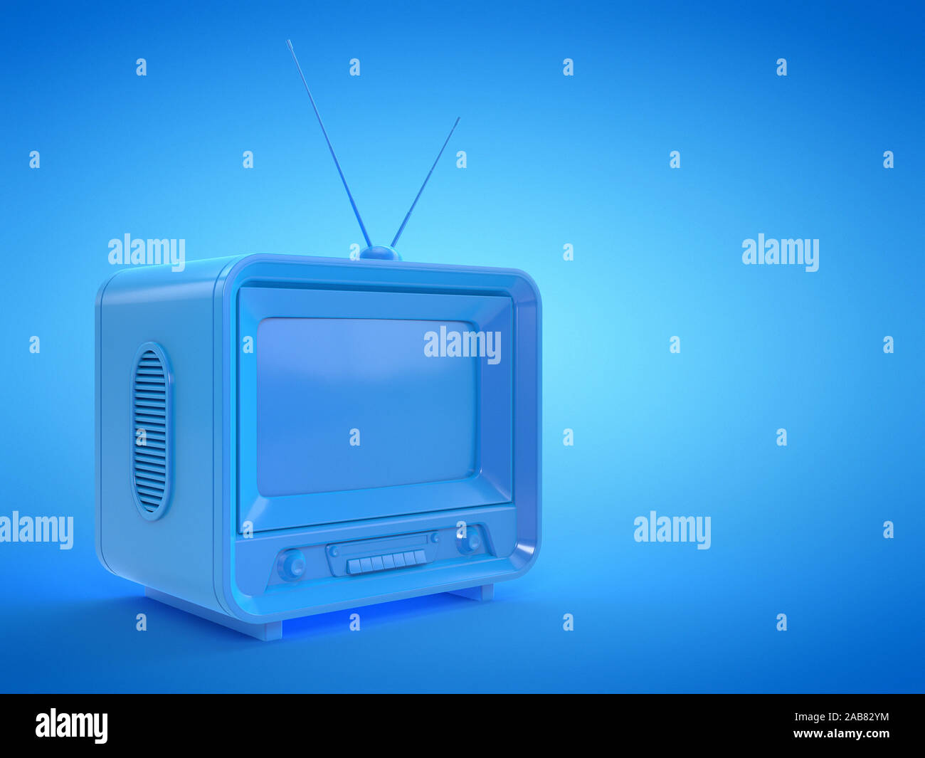 3d rendered illustration of an old blue TV Stock Photo - Alamy
