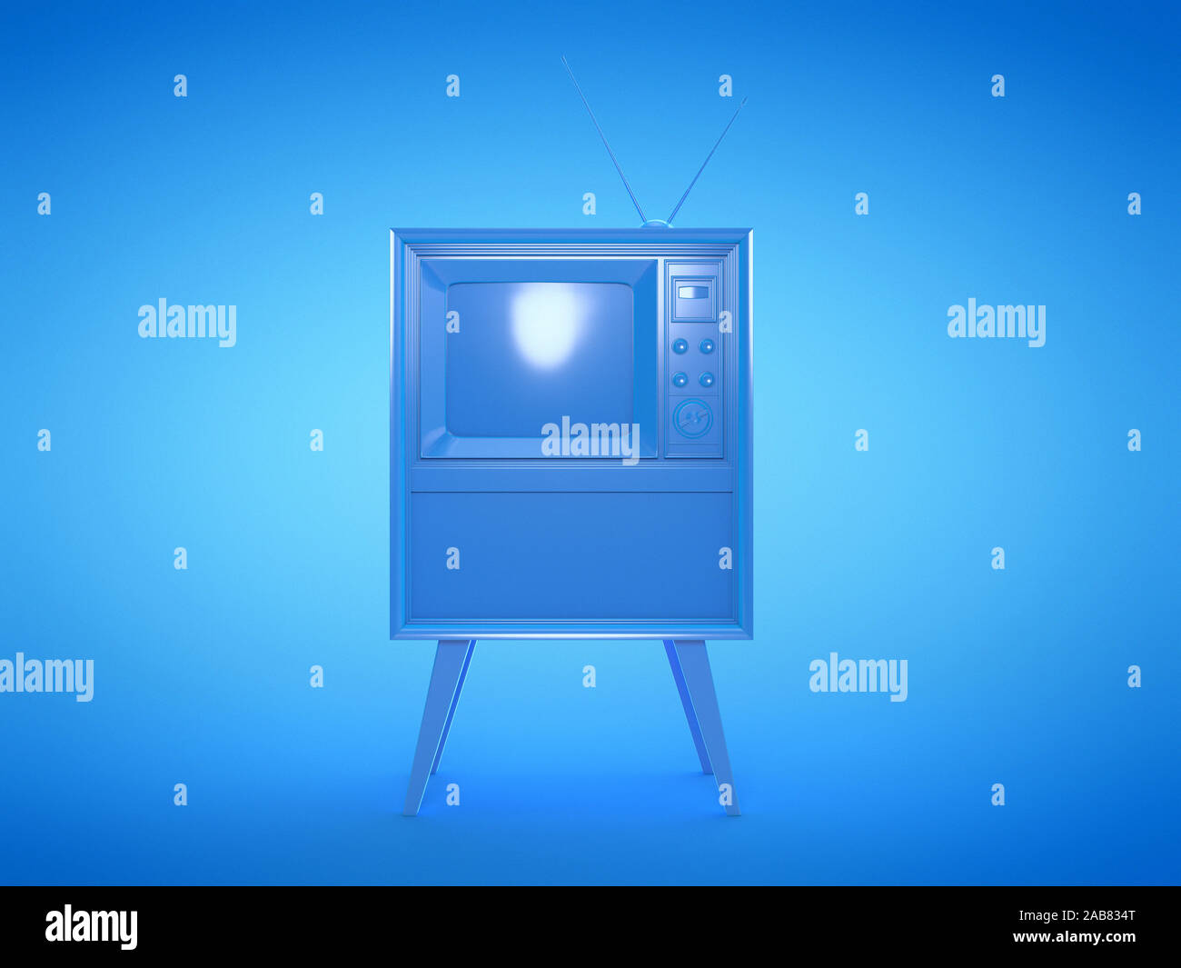 3d rendered illustration of an old blue TV Stock Photo - Alamy