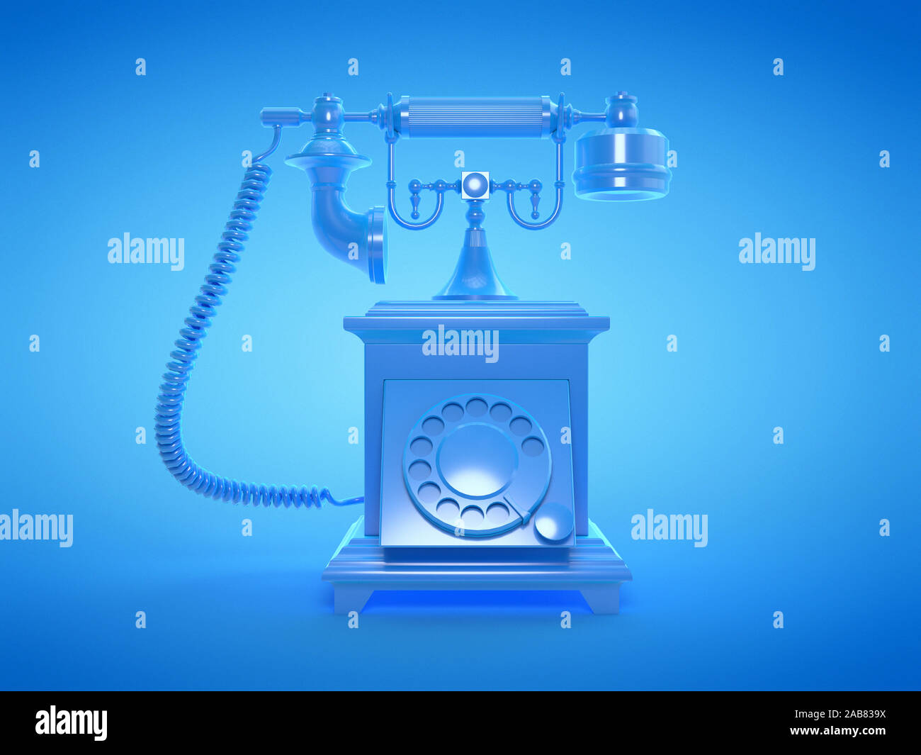 3d rendered illustration of a blue classical telephone Stock Photo - Alamy