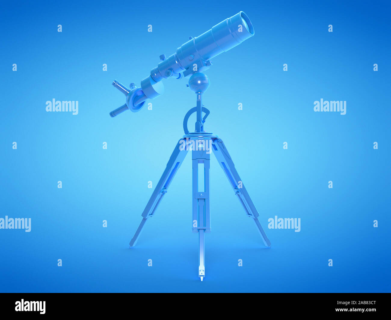 3d rendered illustration of a blue telescope Stock Photo - Alamy
