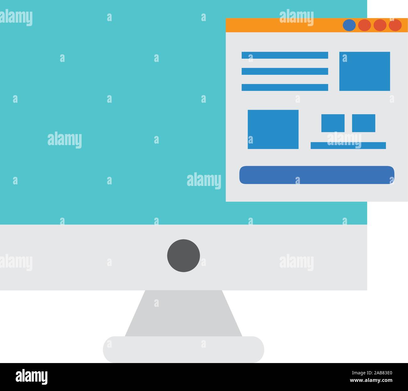 computer with social media flat style icon vector illustration design ...