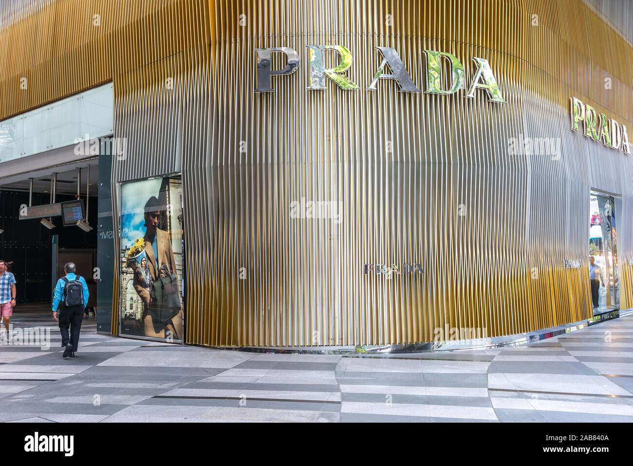 Prada store in new shopping mall. Prada S.p.A. is an Italian luxury ...