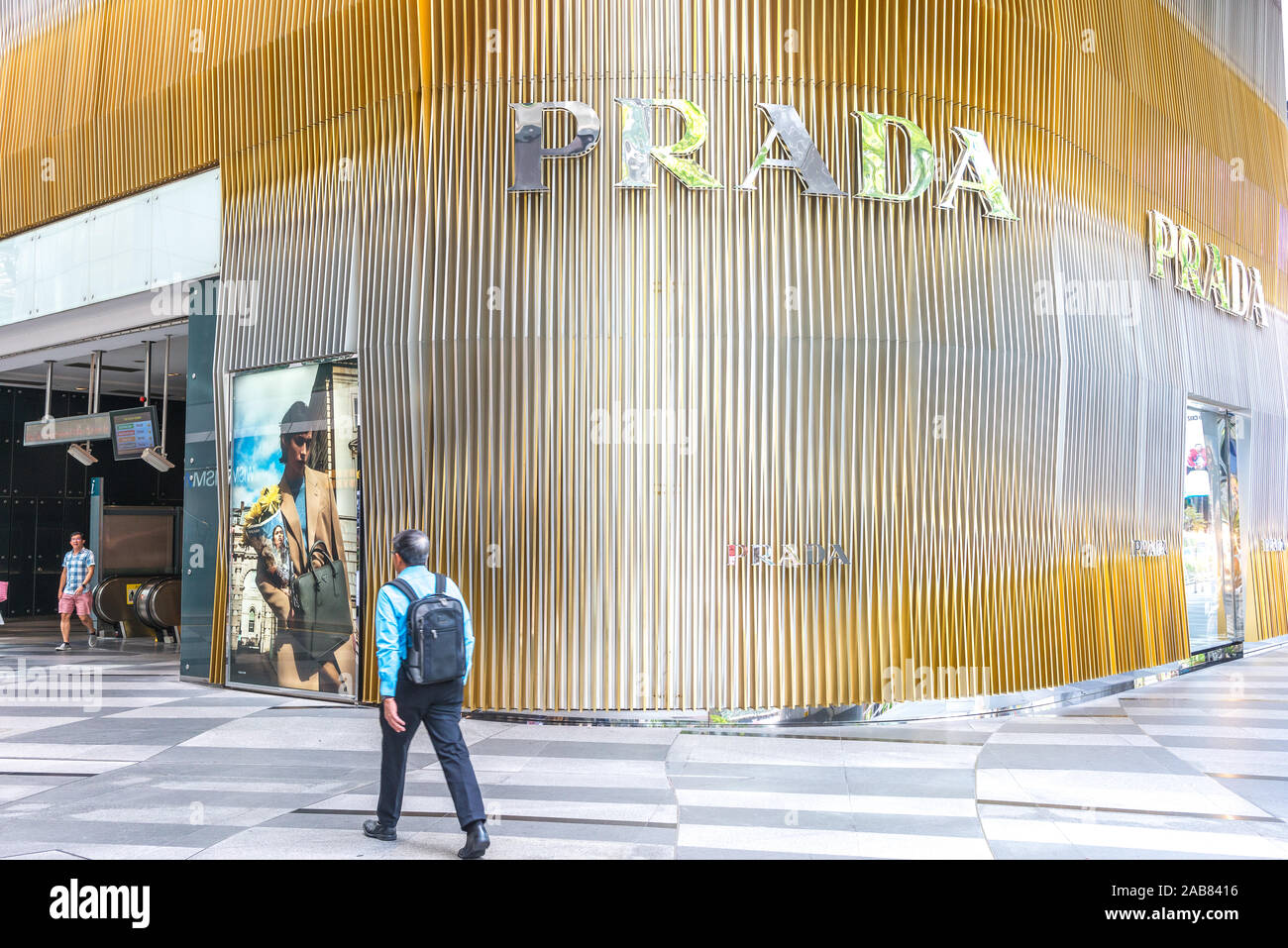 Prada store in new shopping mall. Prada S.p.A. is an Italian luxury ...