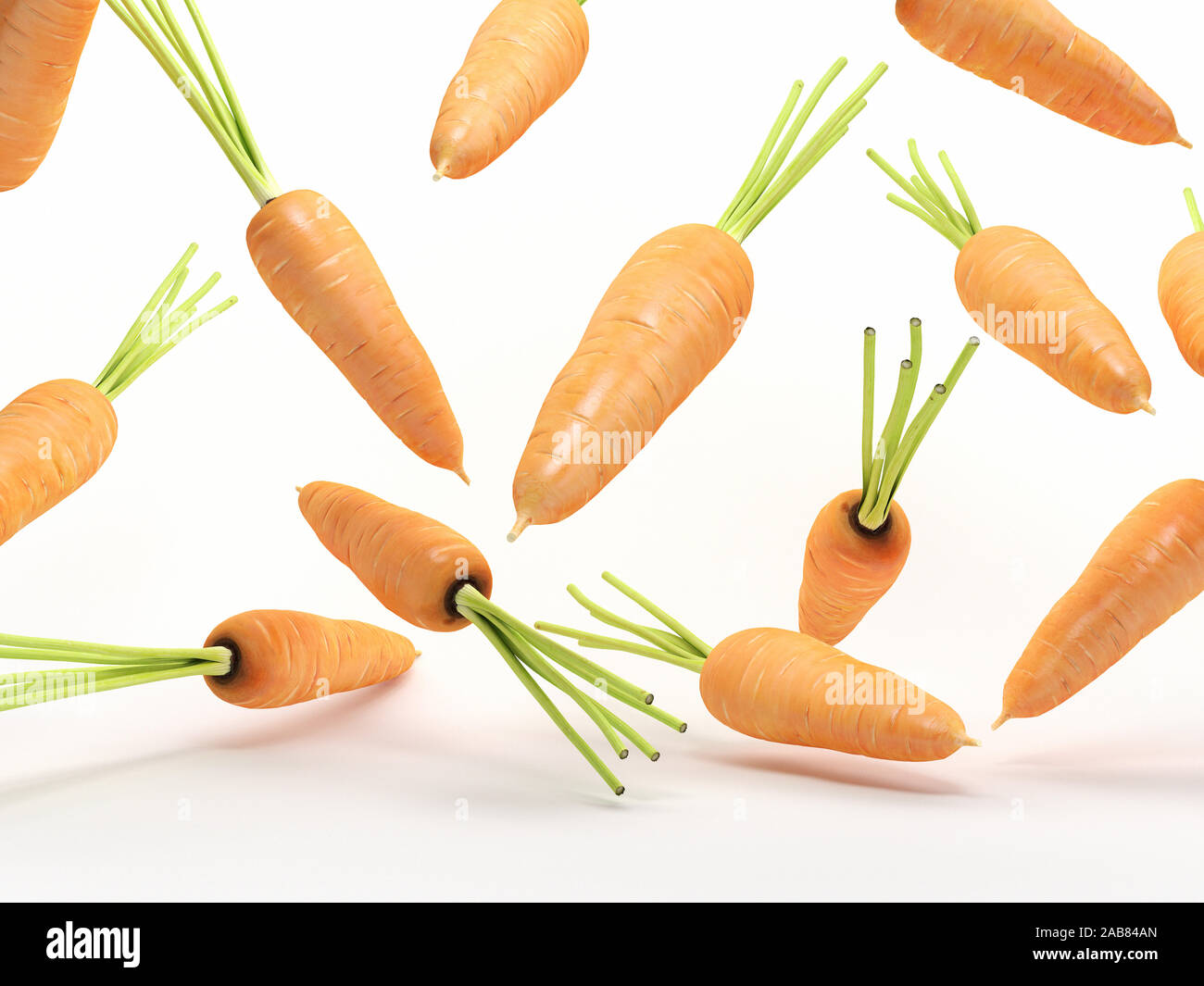 3d rendered food illustration of a bunch of falling carrots Stock Photo ...