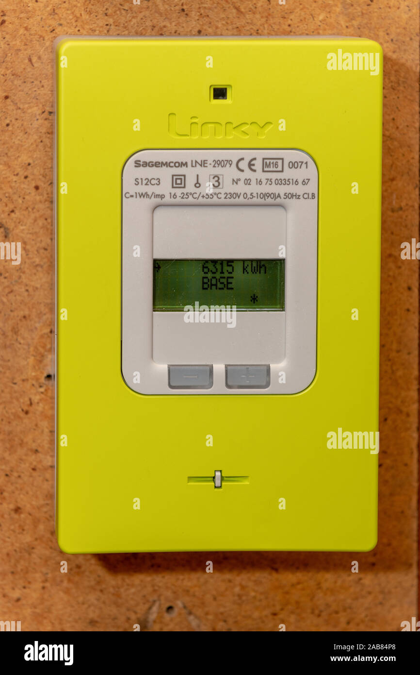Paris, France - September 30, 2018 : New smart electric meter Linky ... Paris, France - September 30, 2018 : New smart electric meter Linky ...