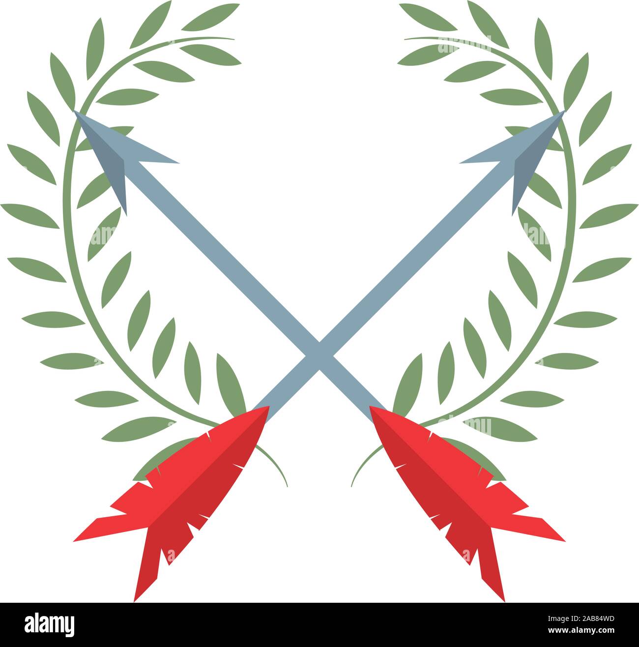 medieval arrows crossed with wreath flat style icon vector illustration ...