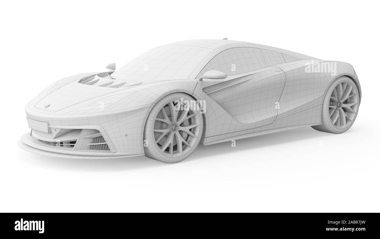 3d rendered wireframe illustration of a sports car Stock Photo - Alamy