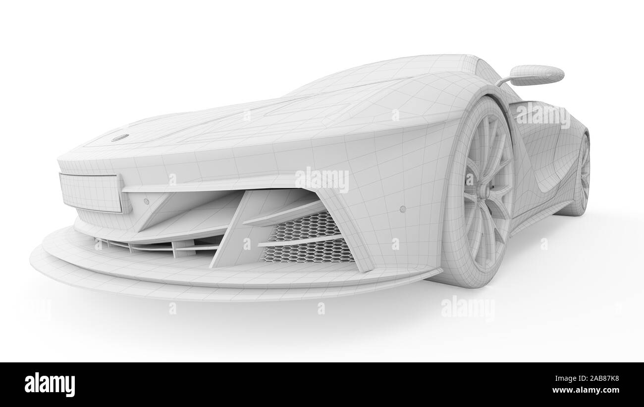 3d rendered wireframe illustration of a sports car Stock Photo - Alamy