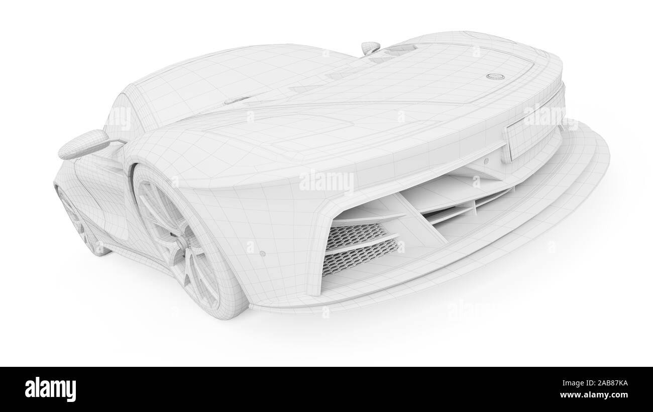 3d rendered wireframe illustration of a sports car Stock Photo - Alamy