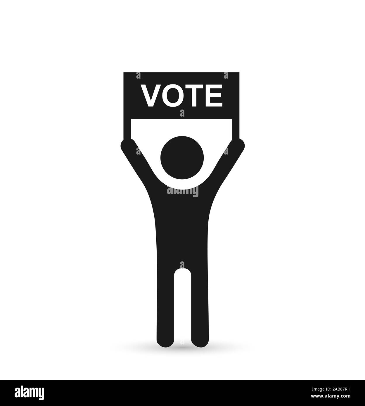 Political concept. Silhouette of a man with a poster and the word VOTE ...
