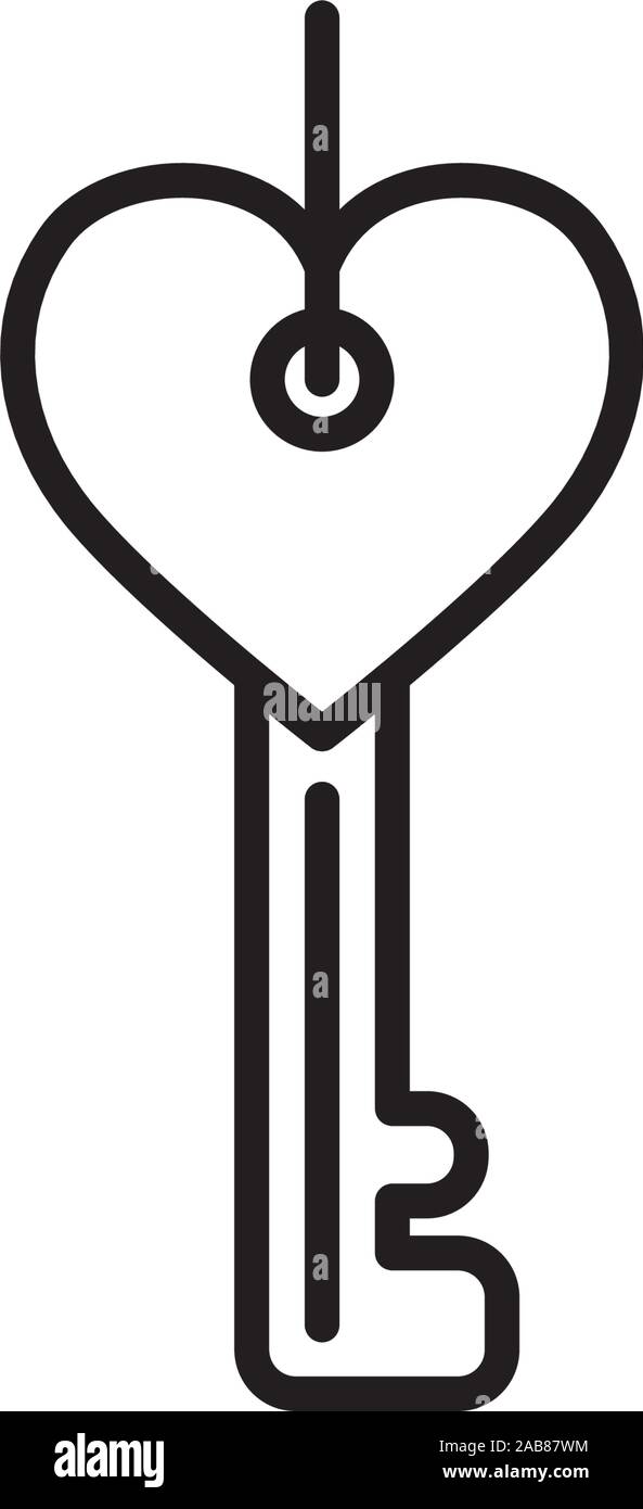 key with heart line style vector illustration design Stock Vector Image ...