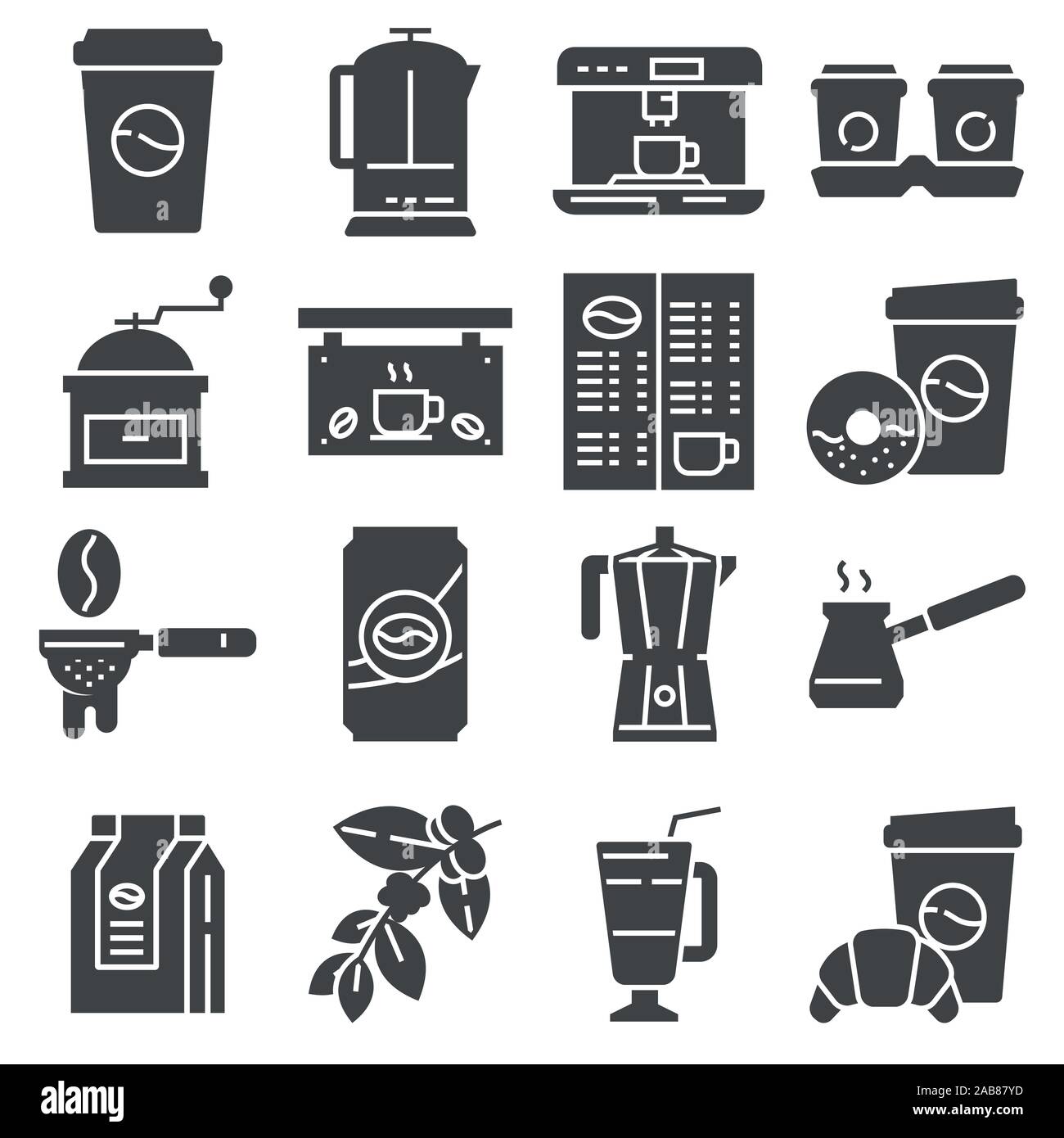Vector Coffee Icons Set on White Background Stock Vector Image & Art ...