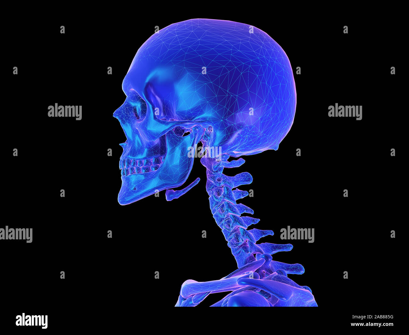 3d rendered abstract synthwave style illustration of a skull Stock ...