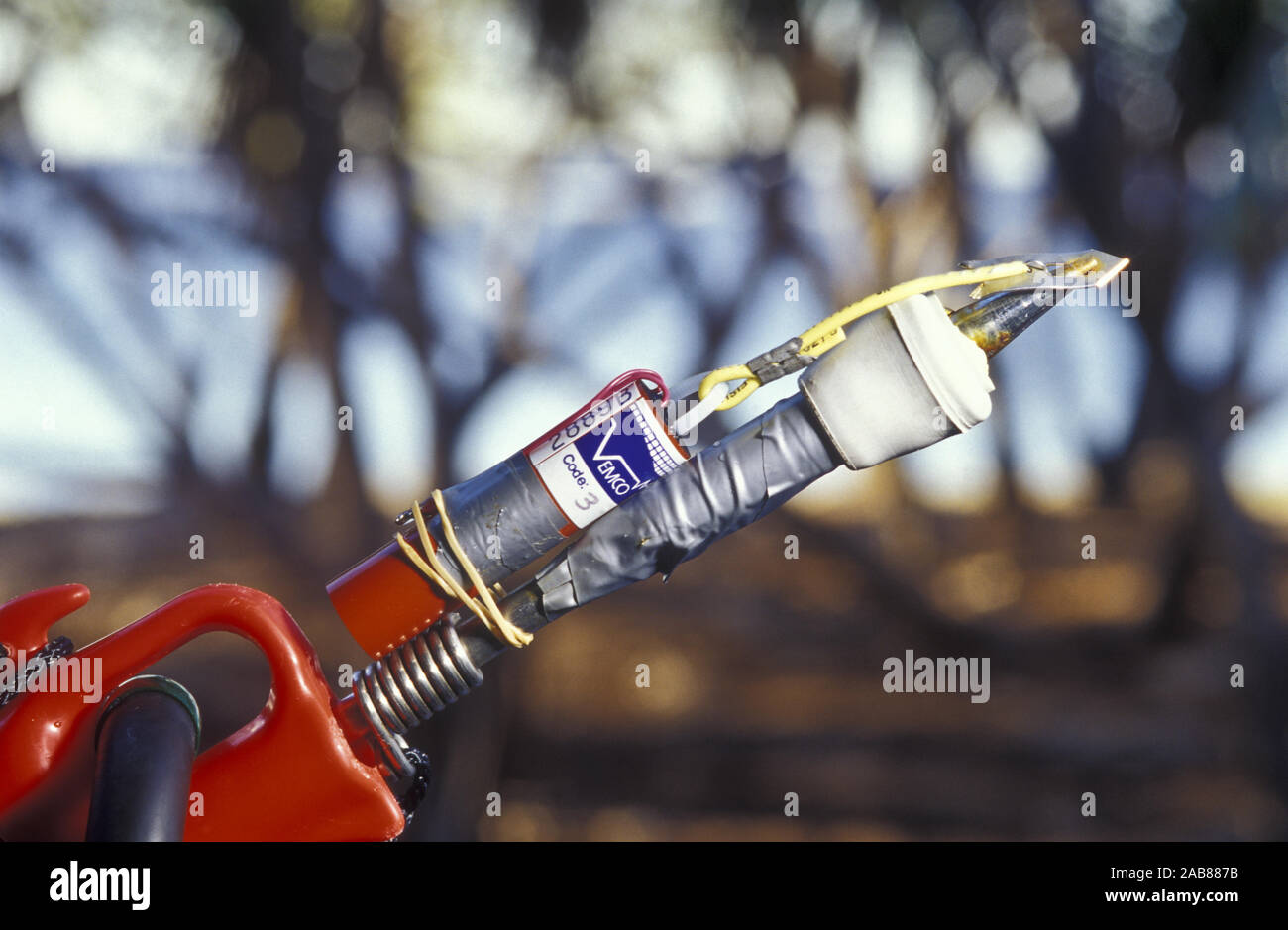 Barbed marine tracking tag designed for tracking manta rays. The barb ...