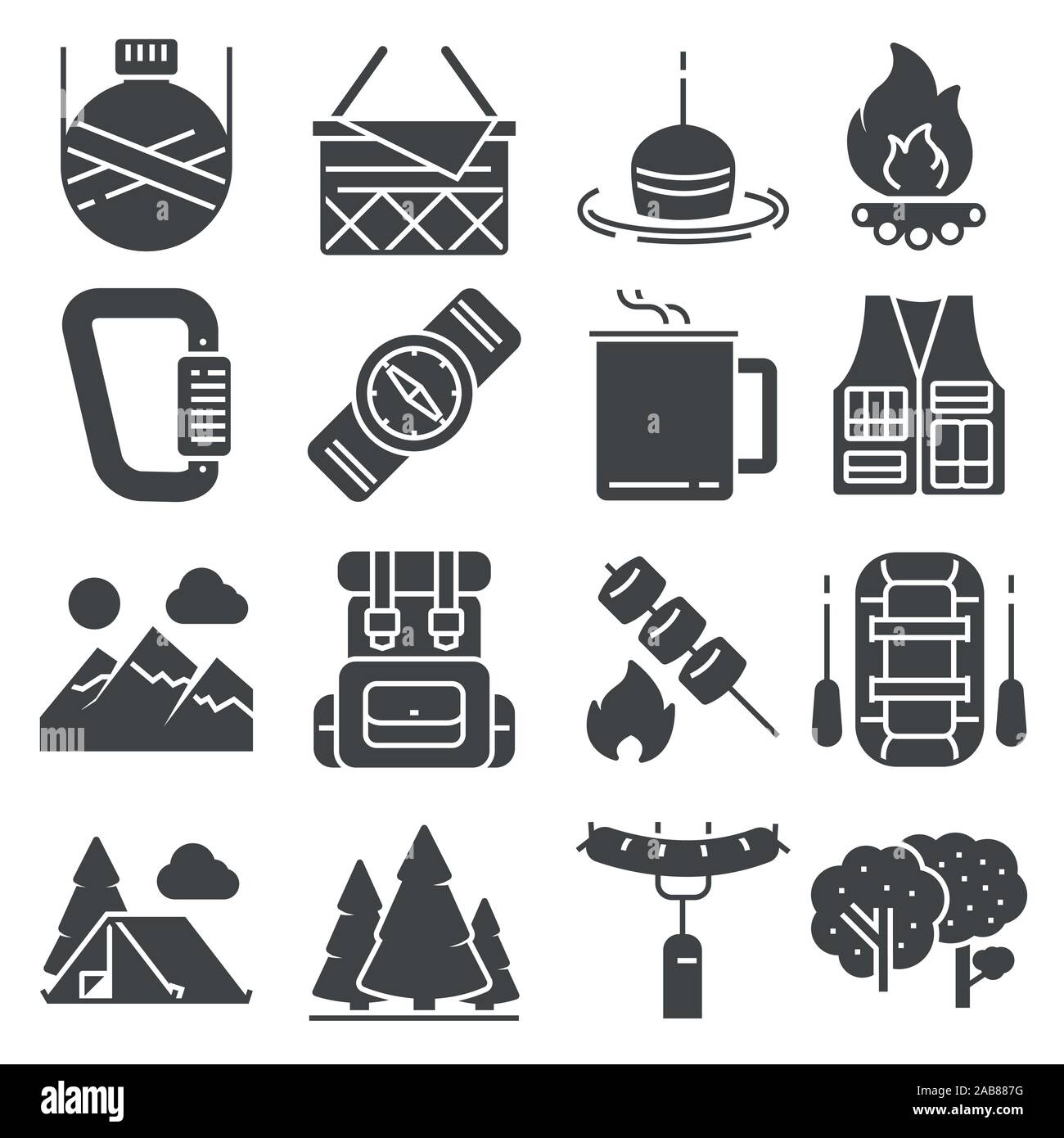 Vector Camping and outdoor recreation icons set Stock Vector Image ...