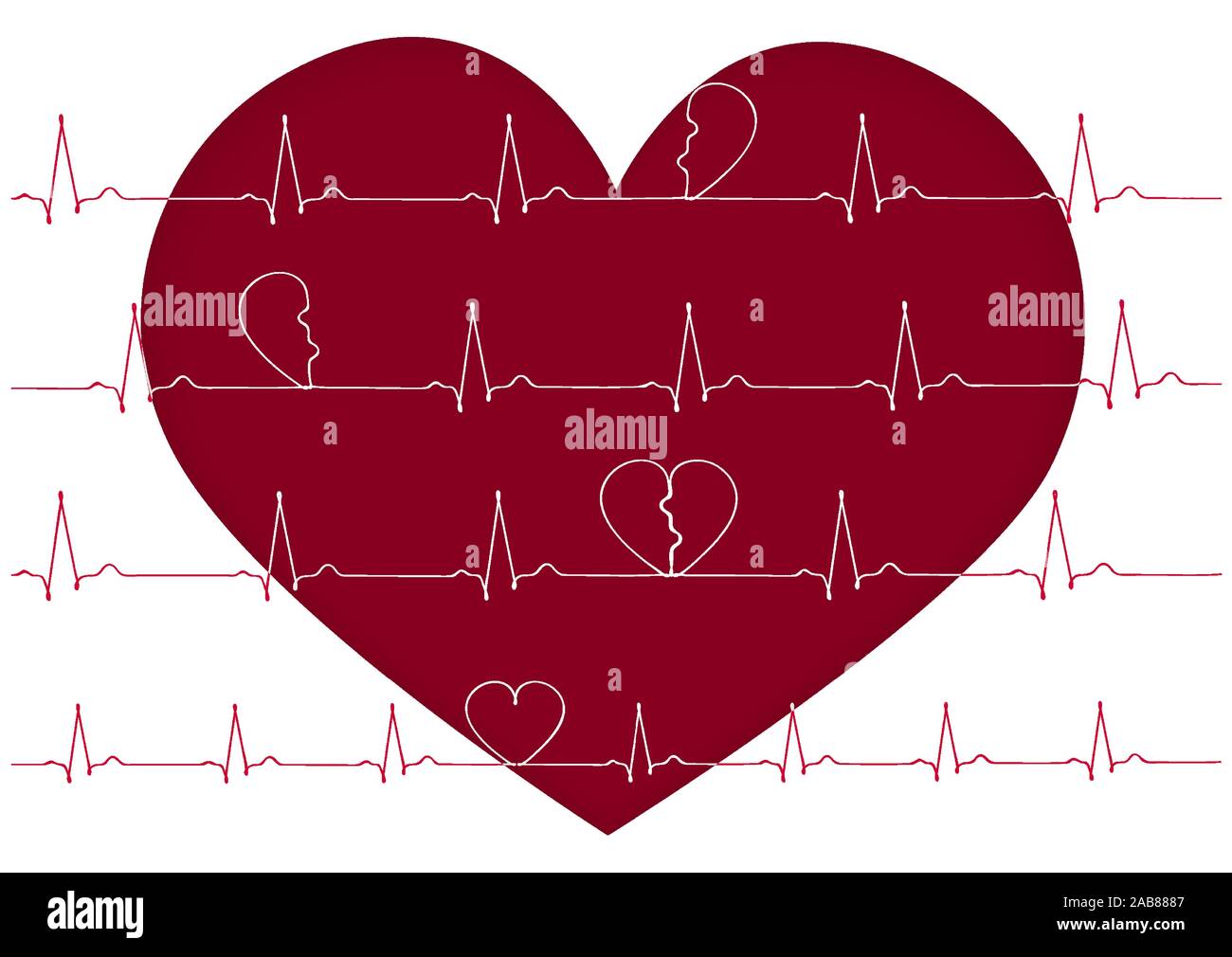 Love gives birth to a new life. Cardiogram of lonely people, lovers ...