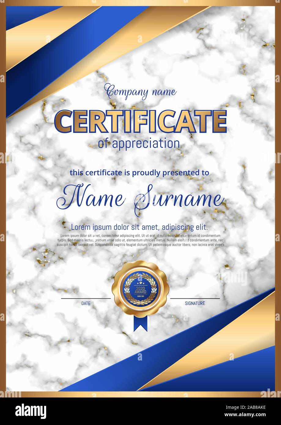 Certificate, Diploma luxury premium design. Marble background, gold ...