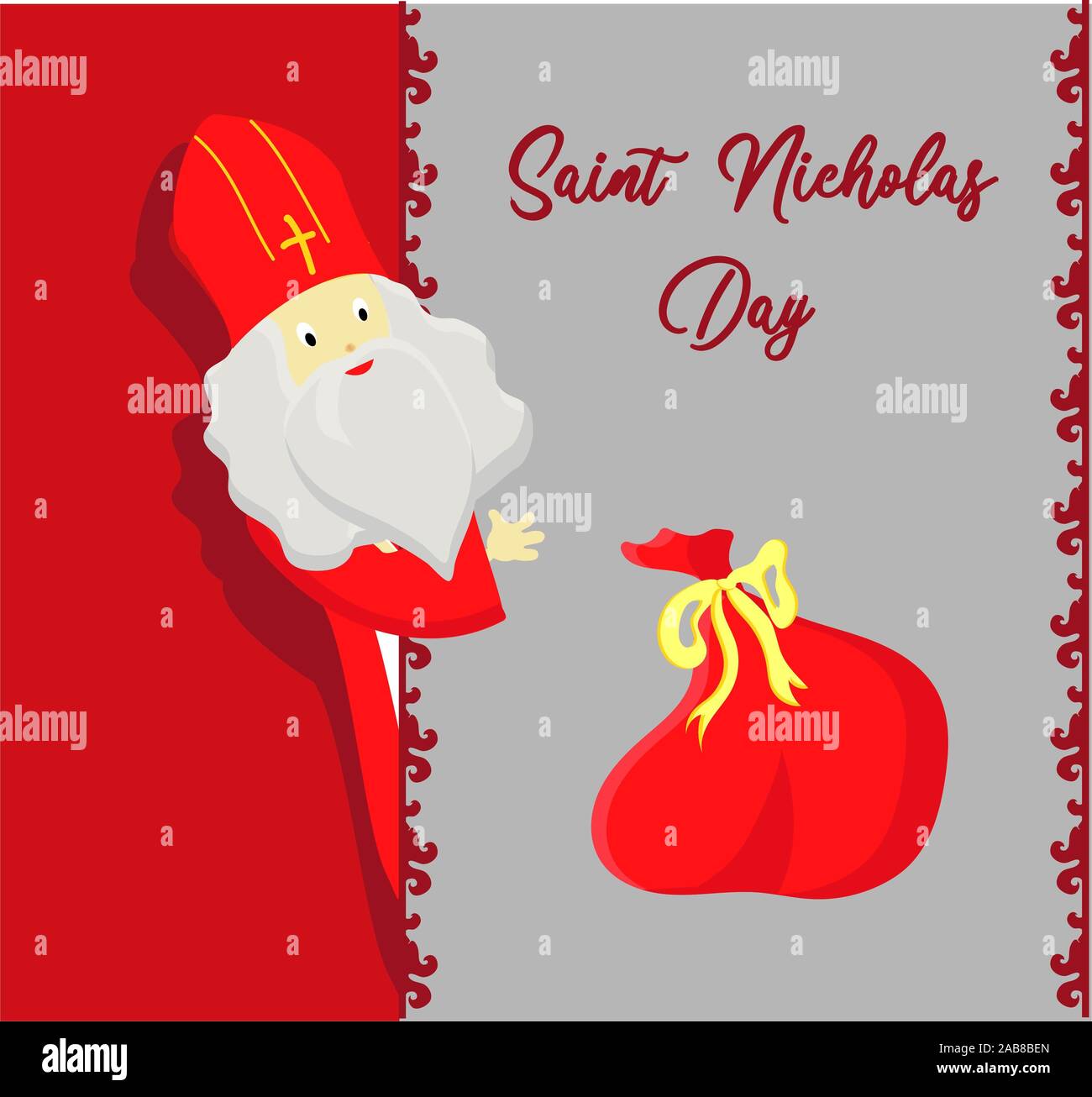 St. Nicolas day. Greeting card for the sinterclass. Holiday gifts in a ...