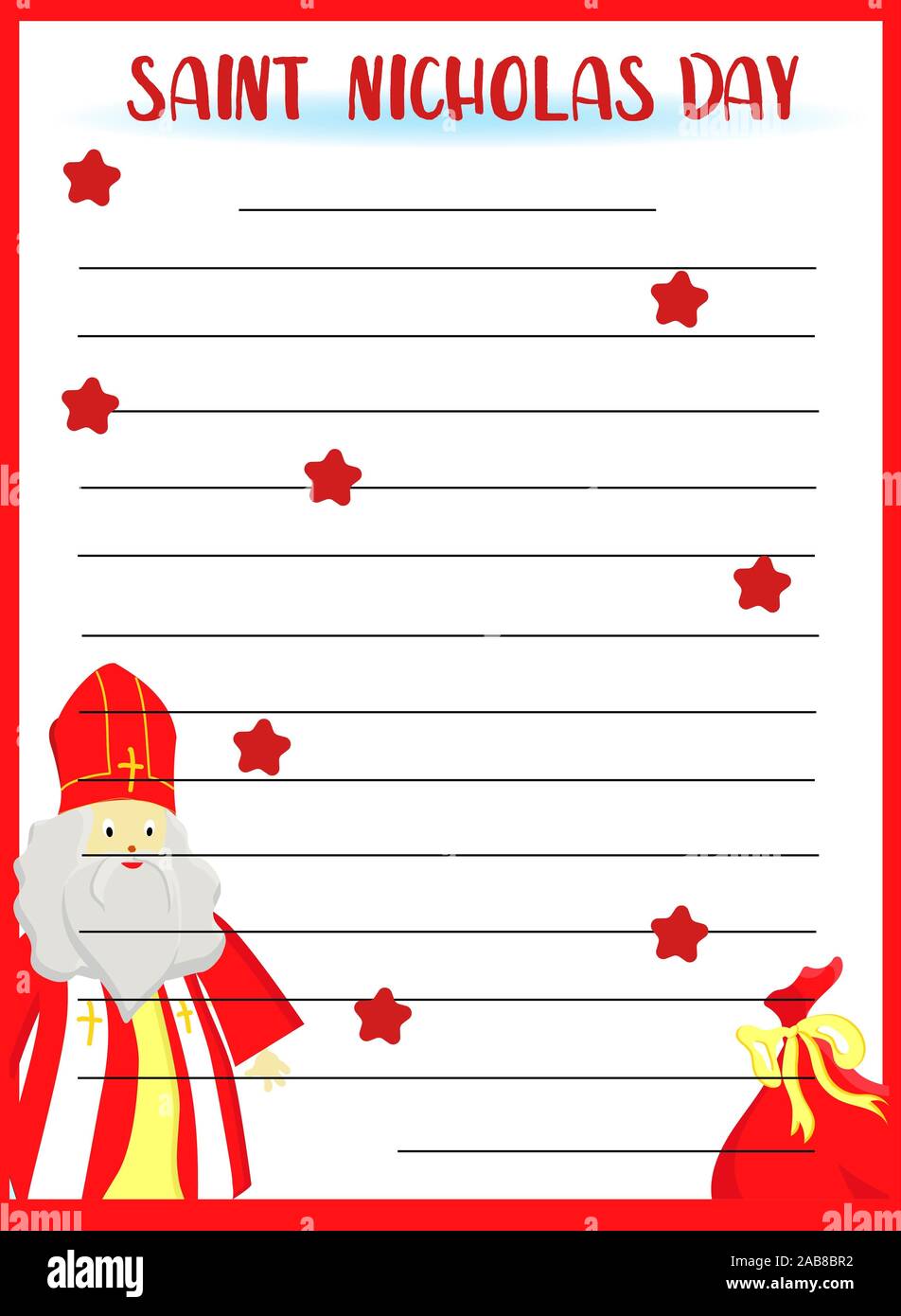 A form or template for a letter by St. Nicholas with a miter, a ...