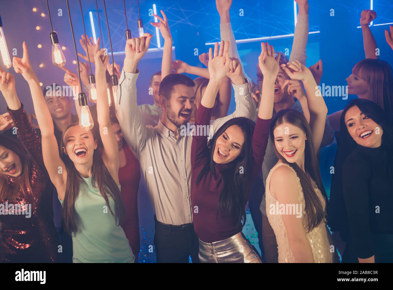 Top high angle photo of crazy cheerful youth people girlfriends ...