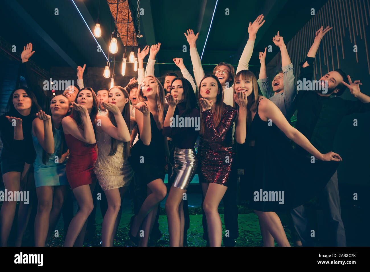 Low angle photo of romantic flirty company corporate boyfriends ...