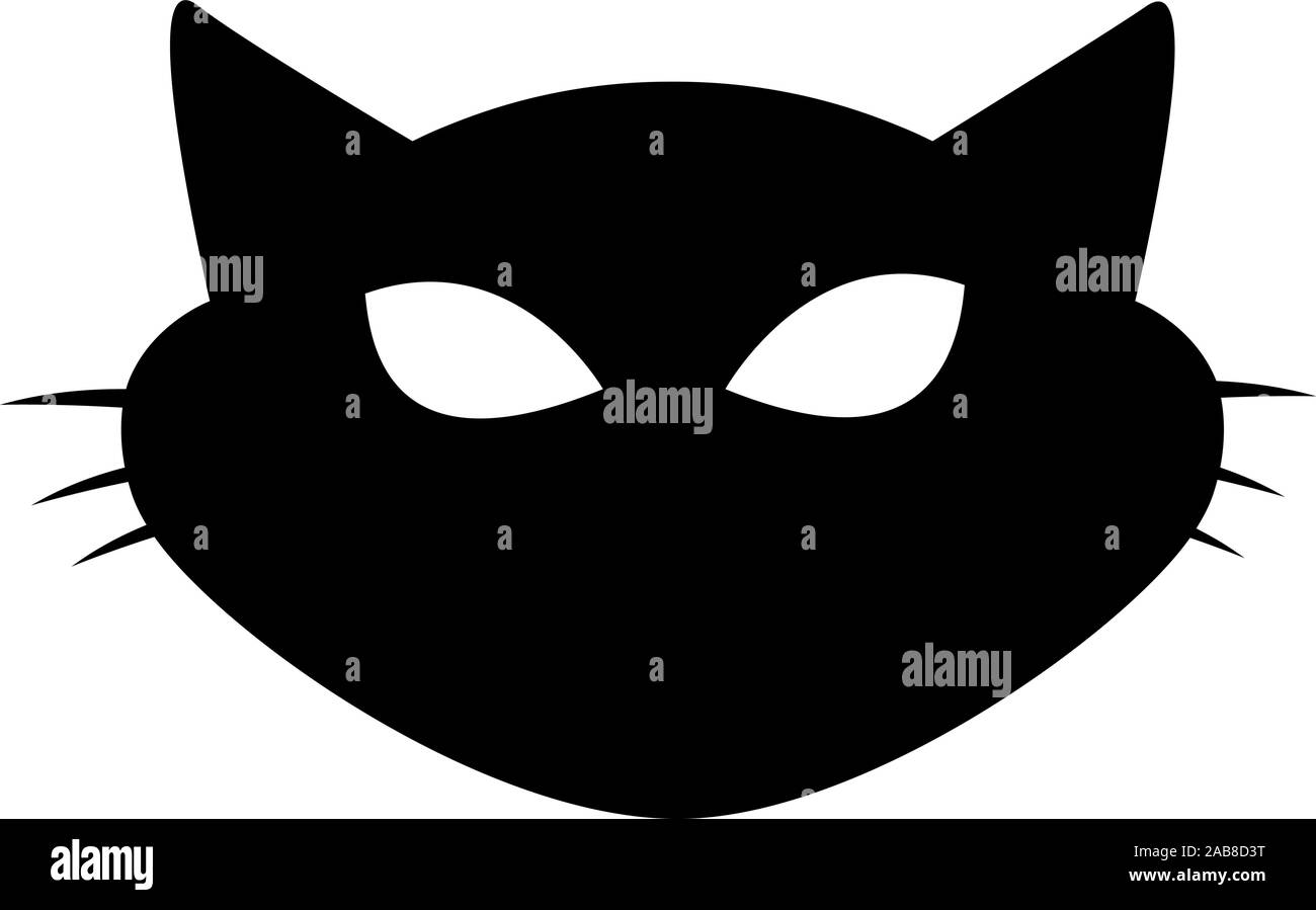 Head mask black cat on a white background. Cat head shape vector ...