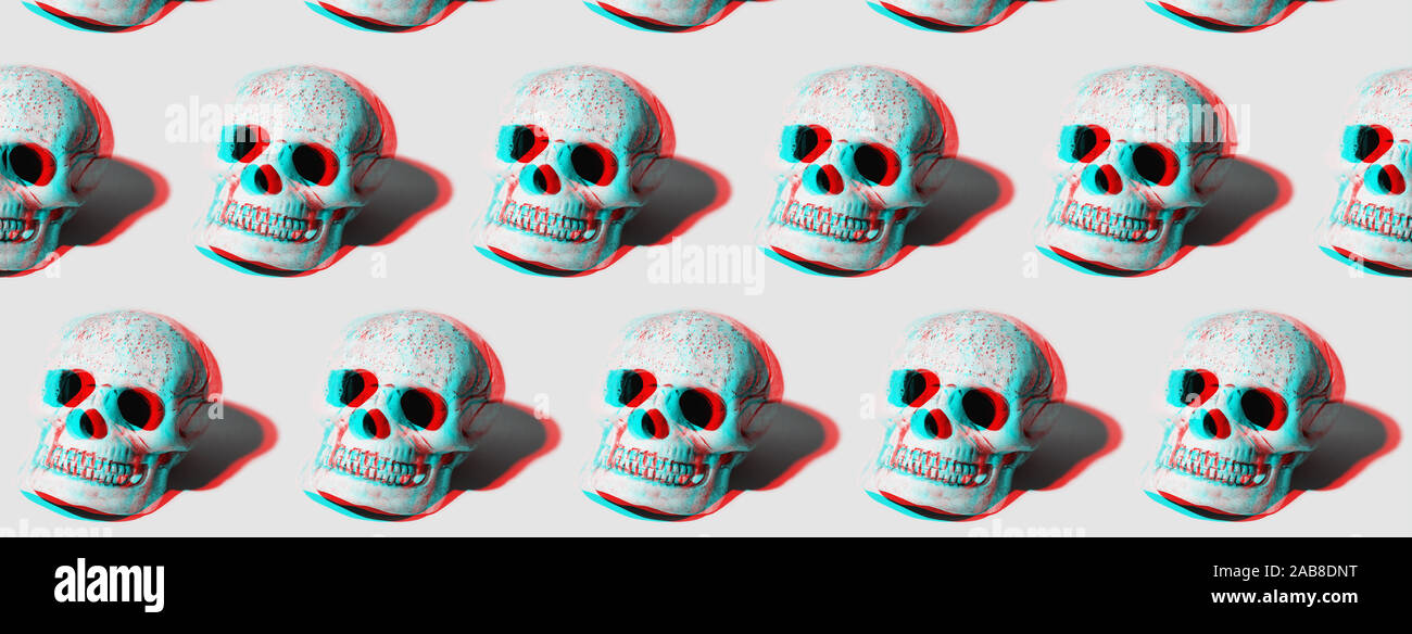 skull with a hard shadow on a mint background Stock Photo - Alamy