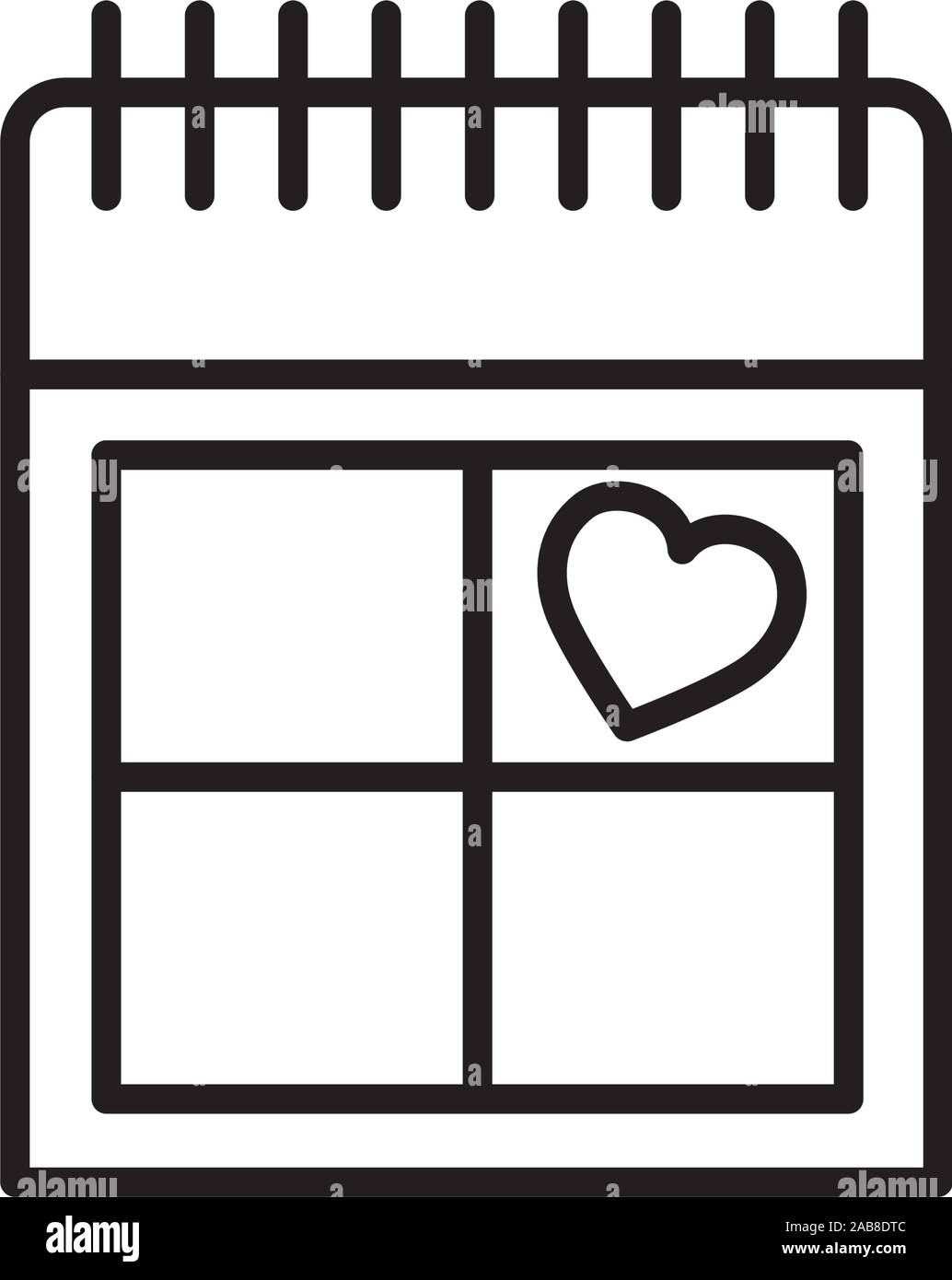 calendar with heart line style vector illustration design Stock Vector ...