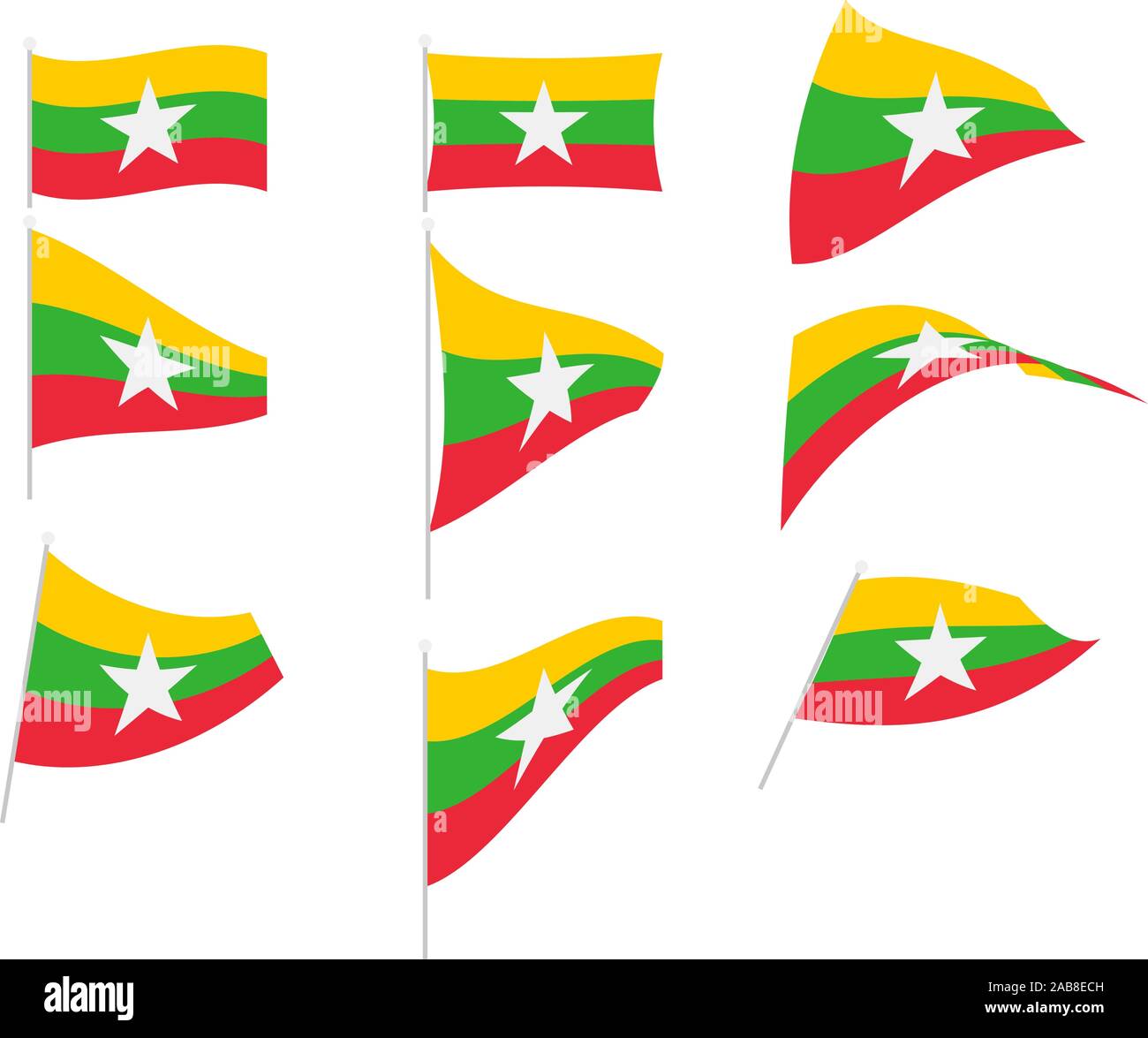 Vector Drawing of Set with Burma - Myanmar Flag Stock Vector Image ...
