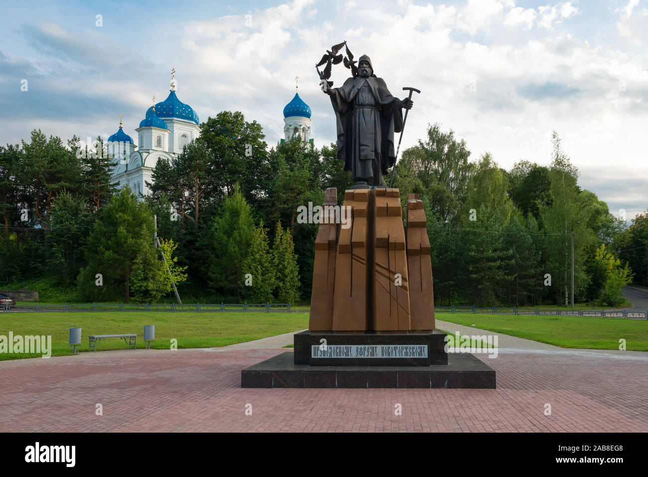TORZHOK, RUSSIA - JULY 28.2019: Monument to St. Ephraim of Novotorzhsky ...