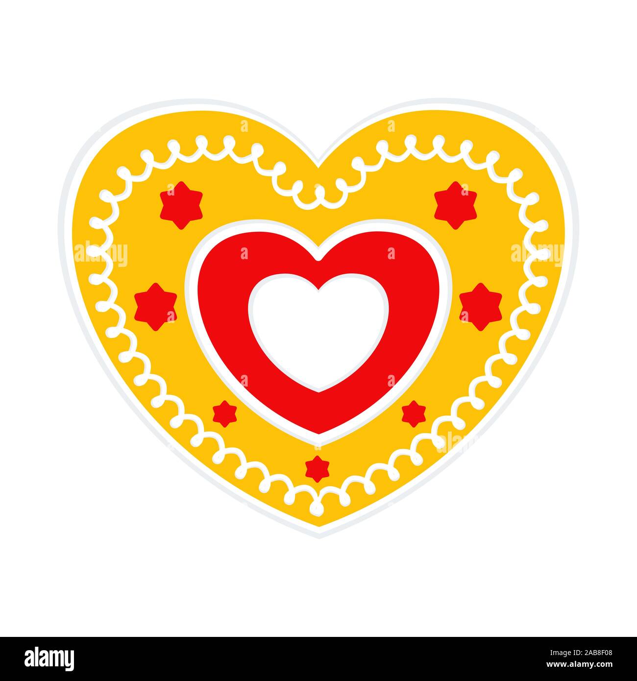 Sweet gingerbread heart, festive pastries. Flat vector illustration ...
