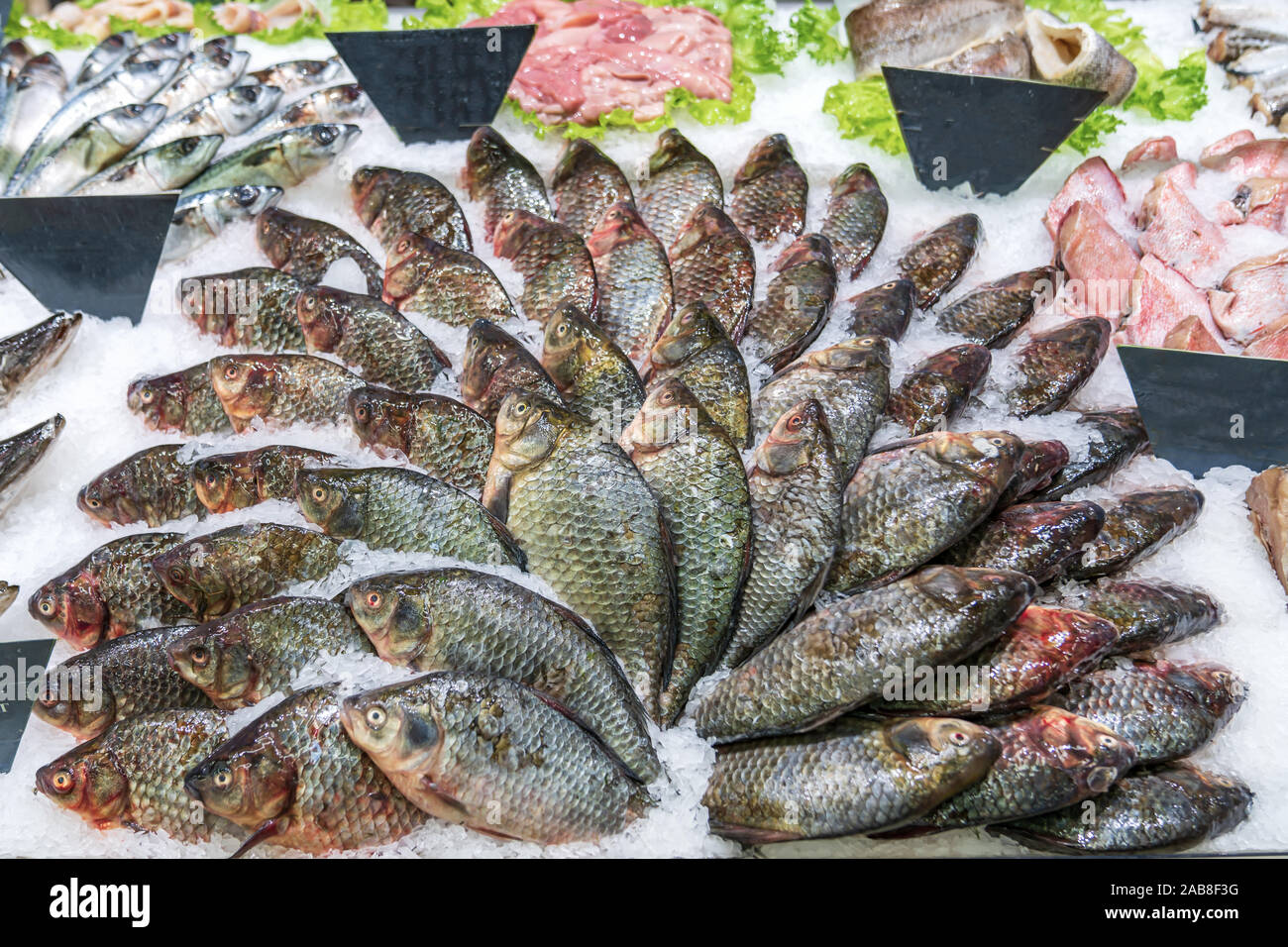 Fresh fish on ice decorated hi-res stock photography and images - Alamy